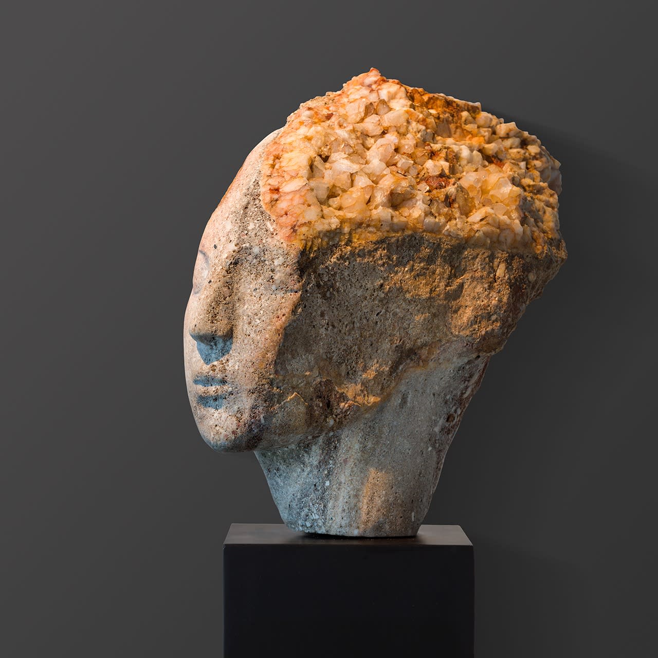 Emily Young, Clastic Crystal Head I, 2022 | Willoughby Gerrish Ltd