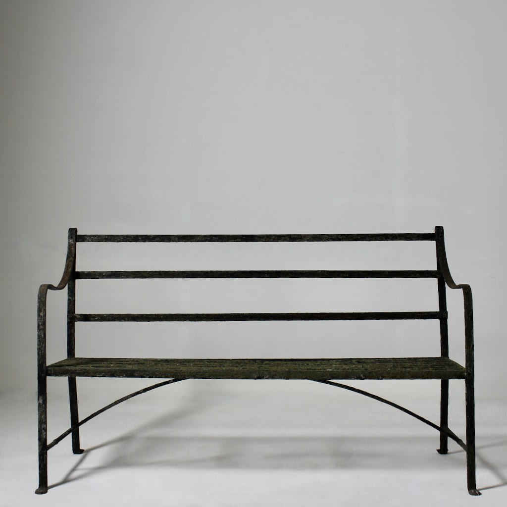 Regency Reeded Wrought Iron Garden Bench / Seat | Arabesque Antiques