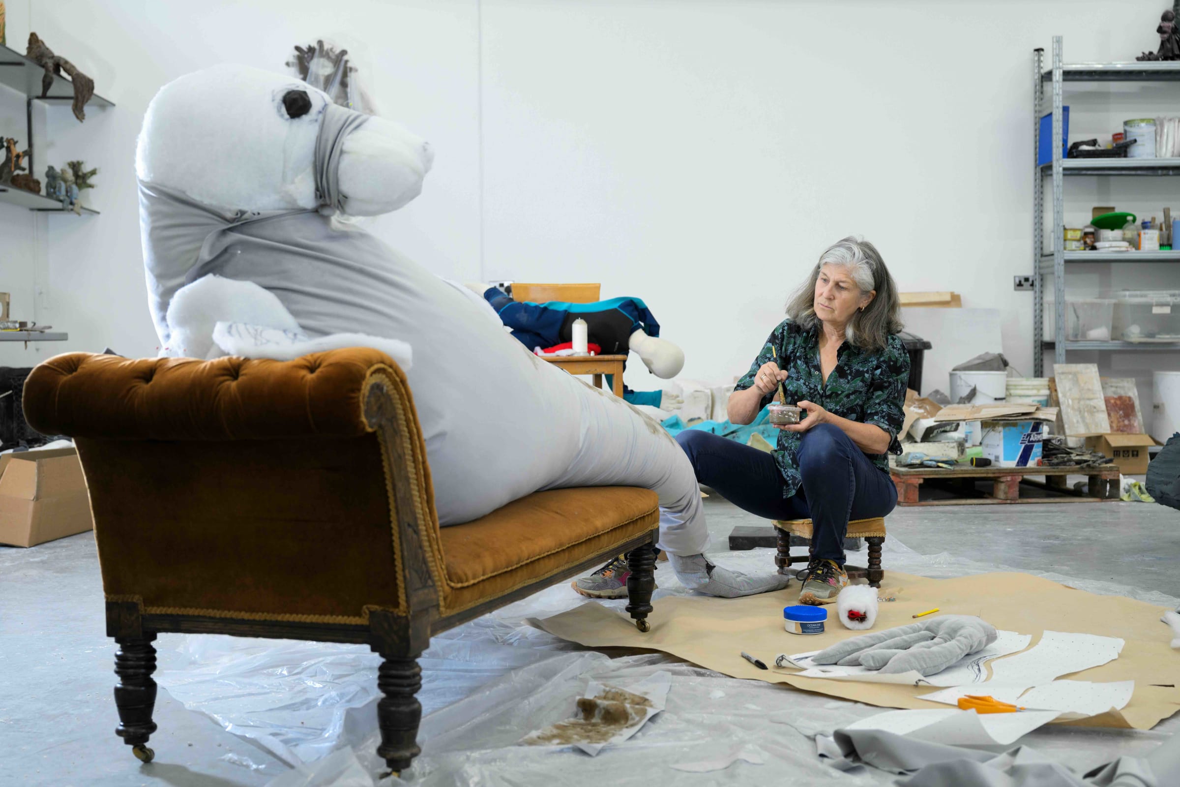 Laura Ford, Reclining Seal, sculptural installation (chaise longue and ...