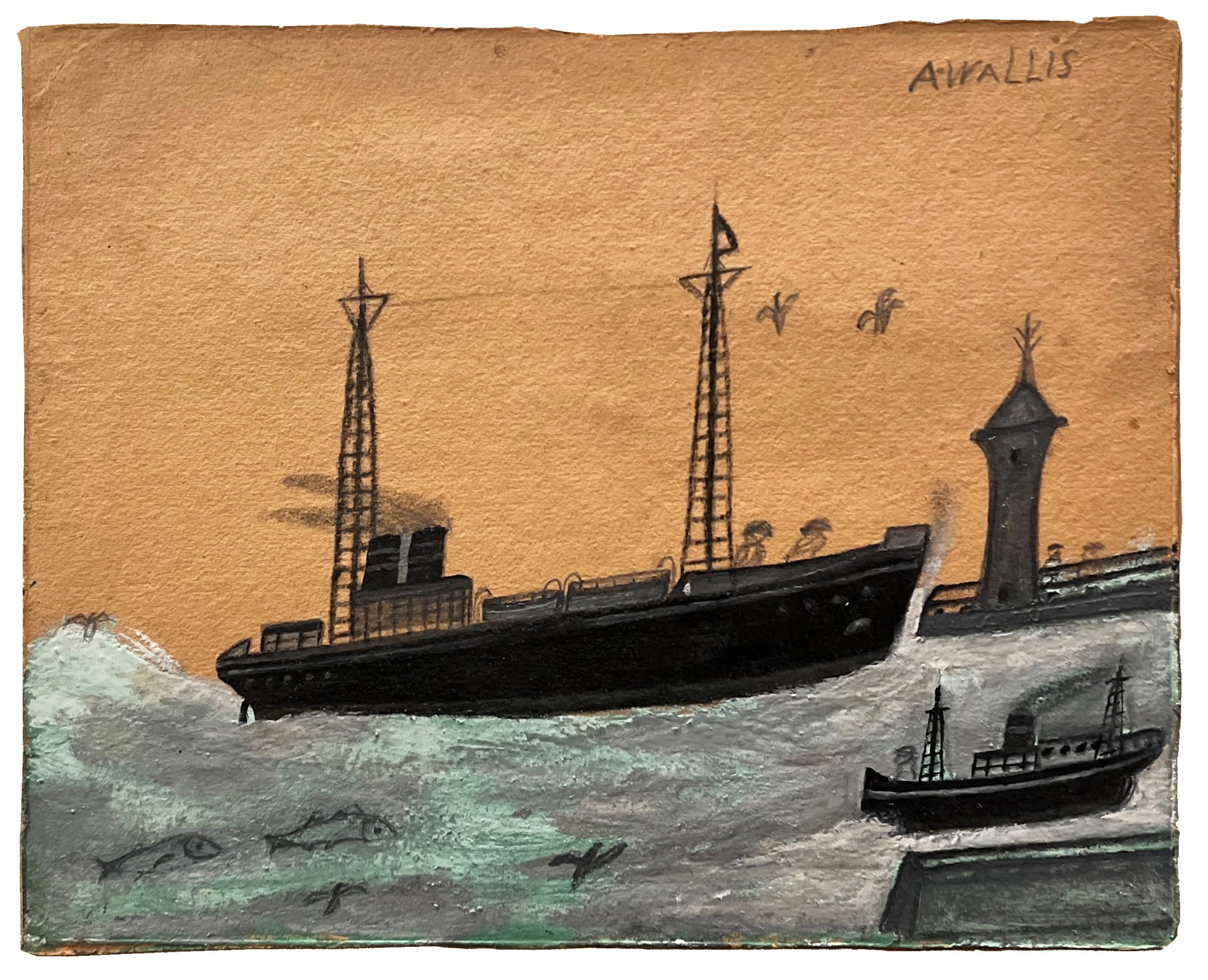 Alfred Wallis, Ship entering harbour, c. 1930 | Cornish Masters