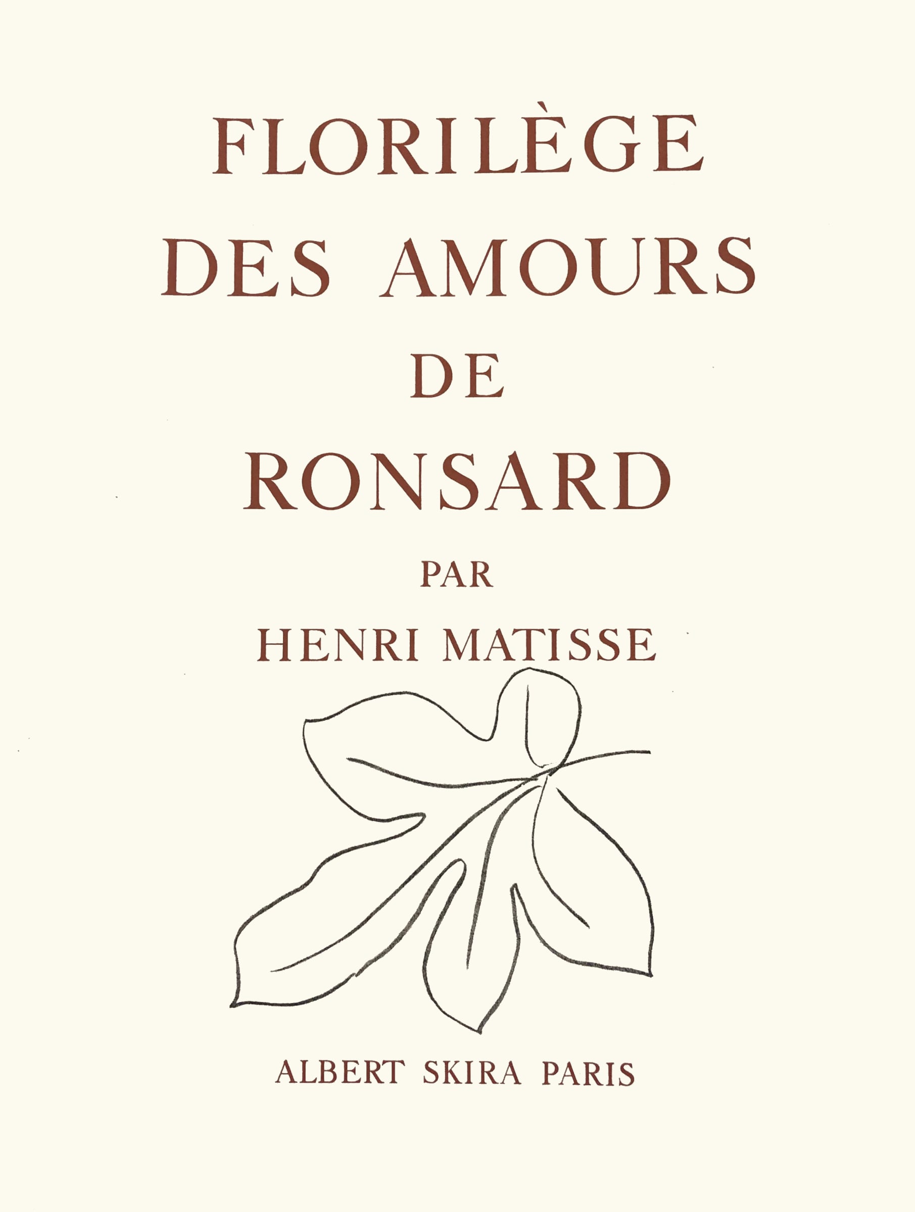 Henri Matisse, Title Page. Florilège des Amours de Ronsard , 1948 ...