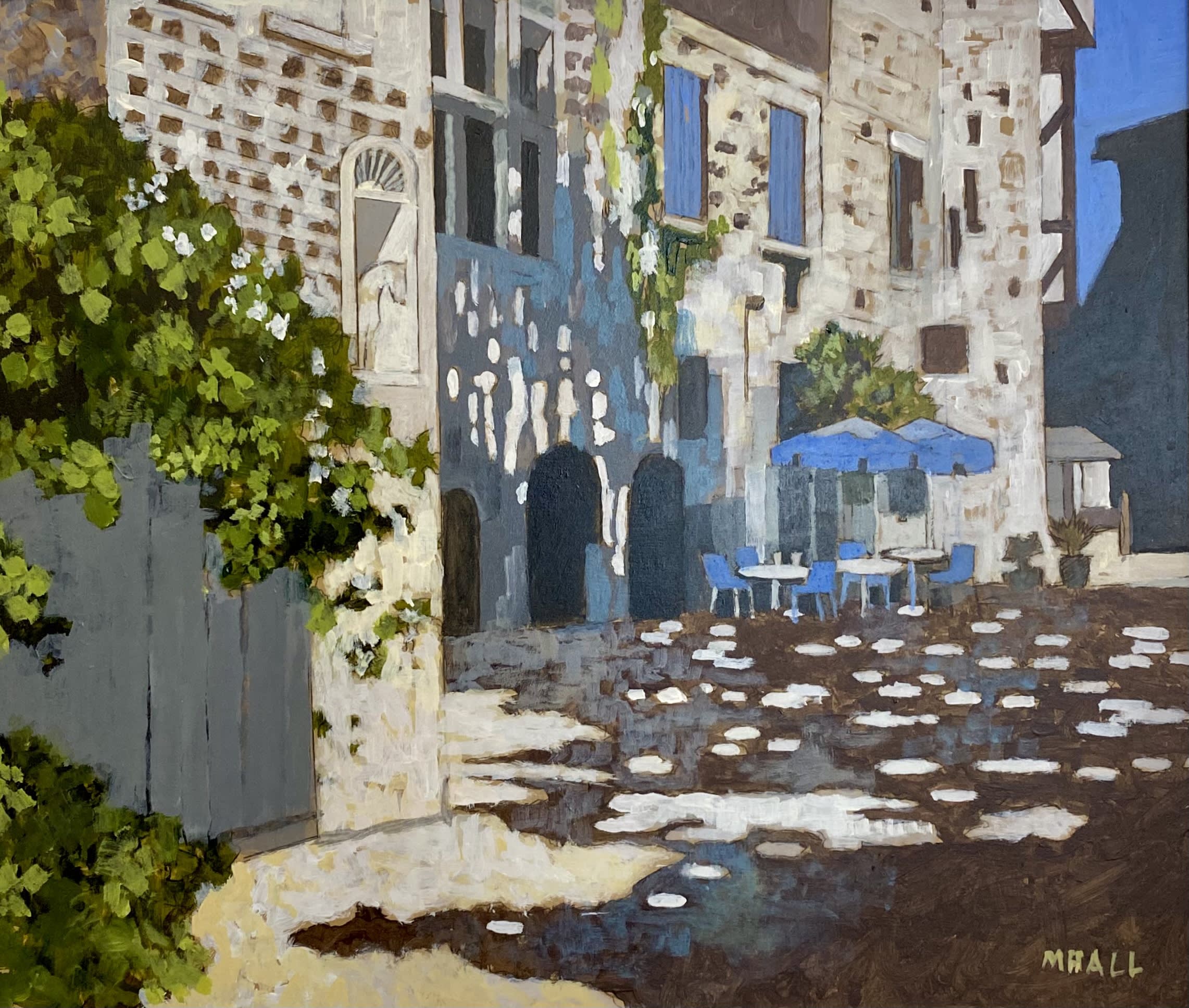 Mike Hall, Blue umbrella in Provence, 2024 | The Lion Street Gallery