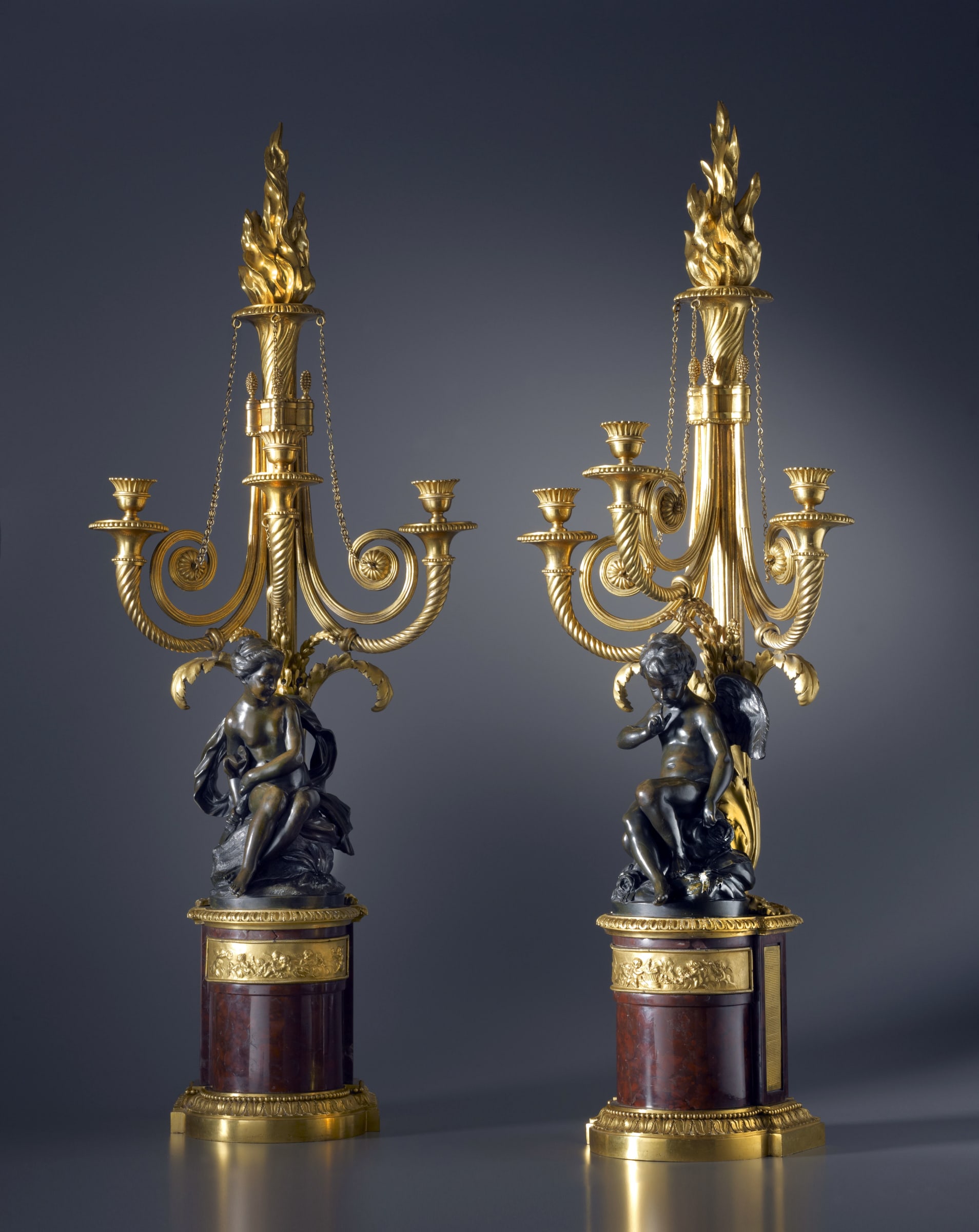 François Rémond (attributed to), A pair of Louis XVI three-light ...