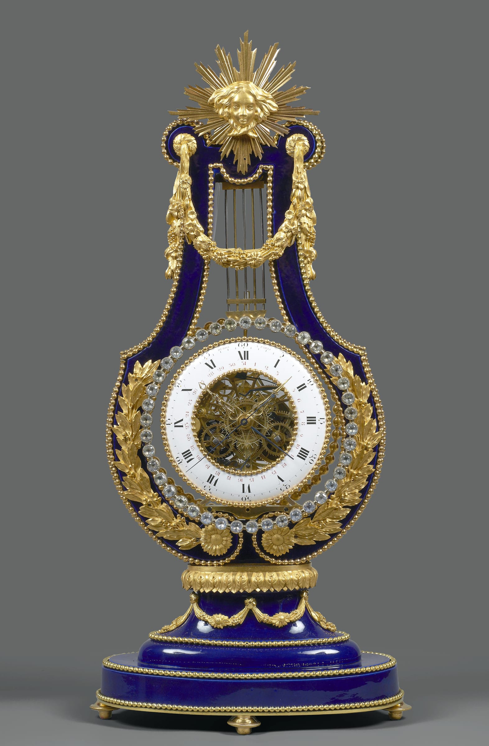 Sèvres porcelain, A Louis XVI lyre clock by Sèvres, the movement by ...