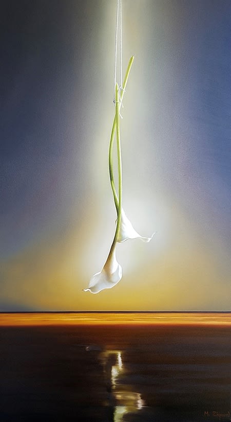Michael Zigmond, Two Suspended Calla Lilies | The Bonfoey Gallery