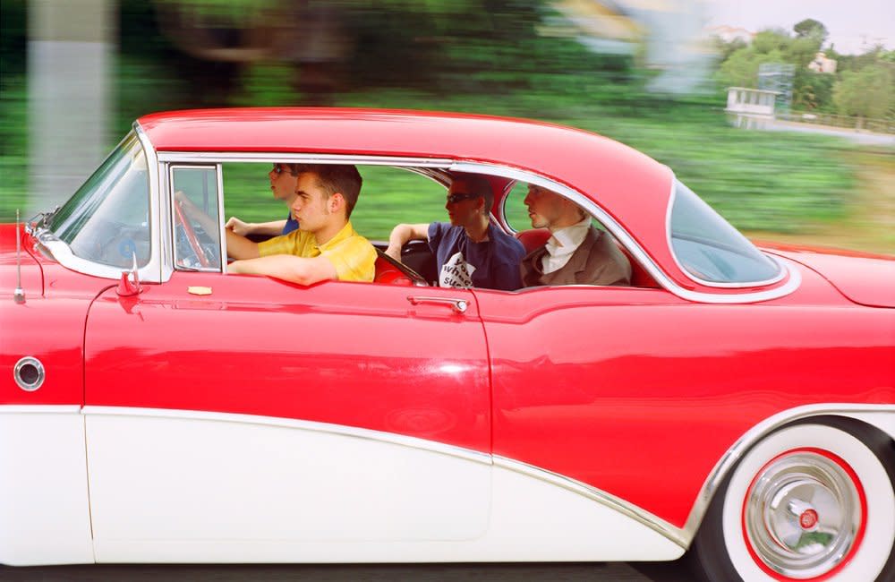 Andrew Bush, Beverly Hills high school students (?) cruising west at 38 ...