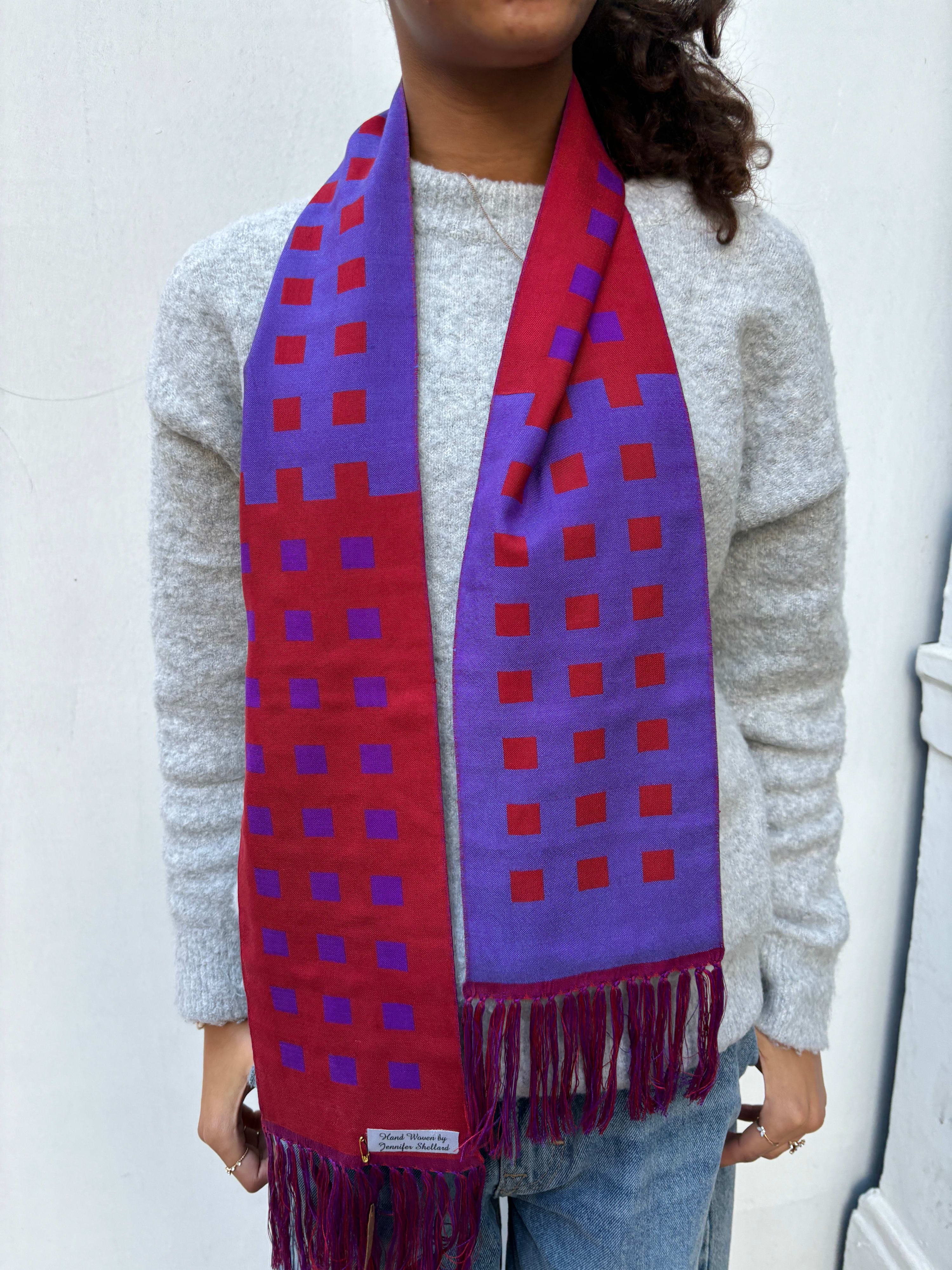 Jennifer Shellard, Red Gentian Tri-Square Scarf, 2023 | Contemporary ...