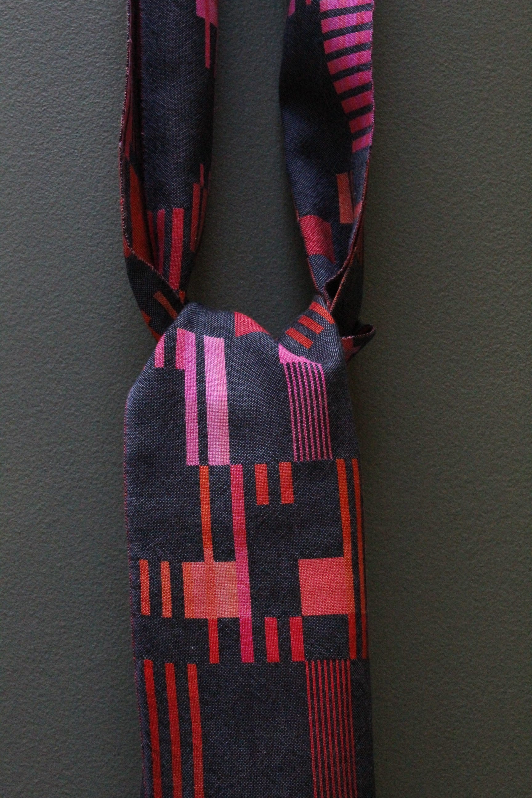 Jennifer Shellard, Narrow, pink & orange with contrast navy blue side ...