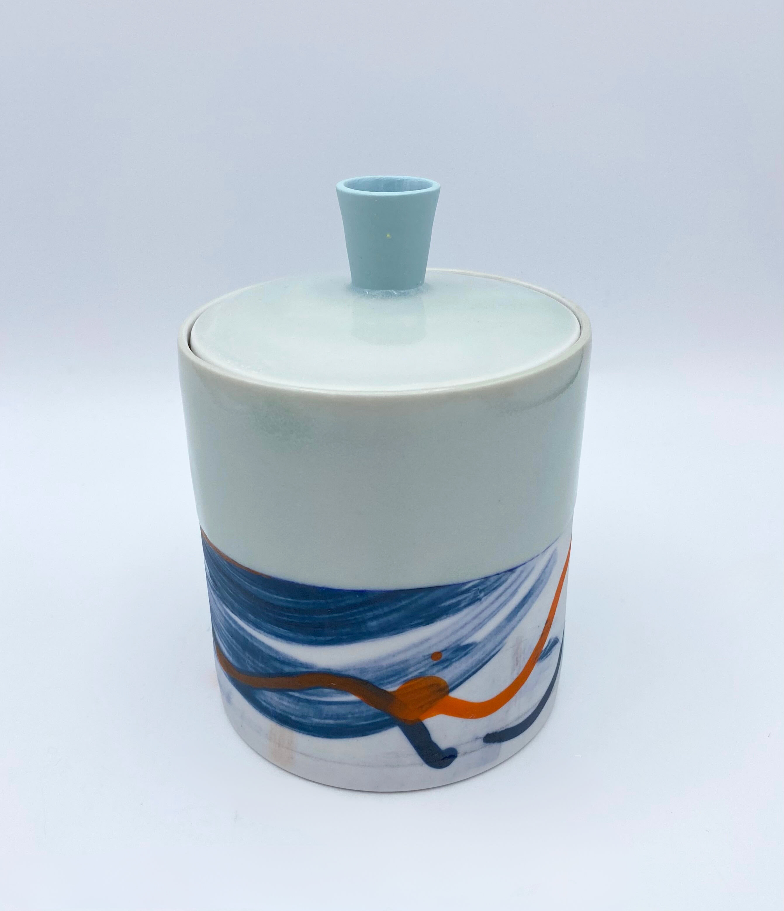 Adam Frew, Small Lidded Jar - Blue Splash, 2024 | Contemporary Applied Arts