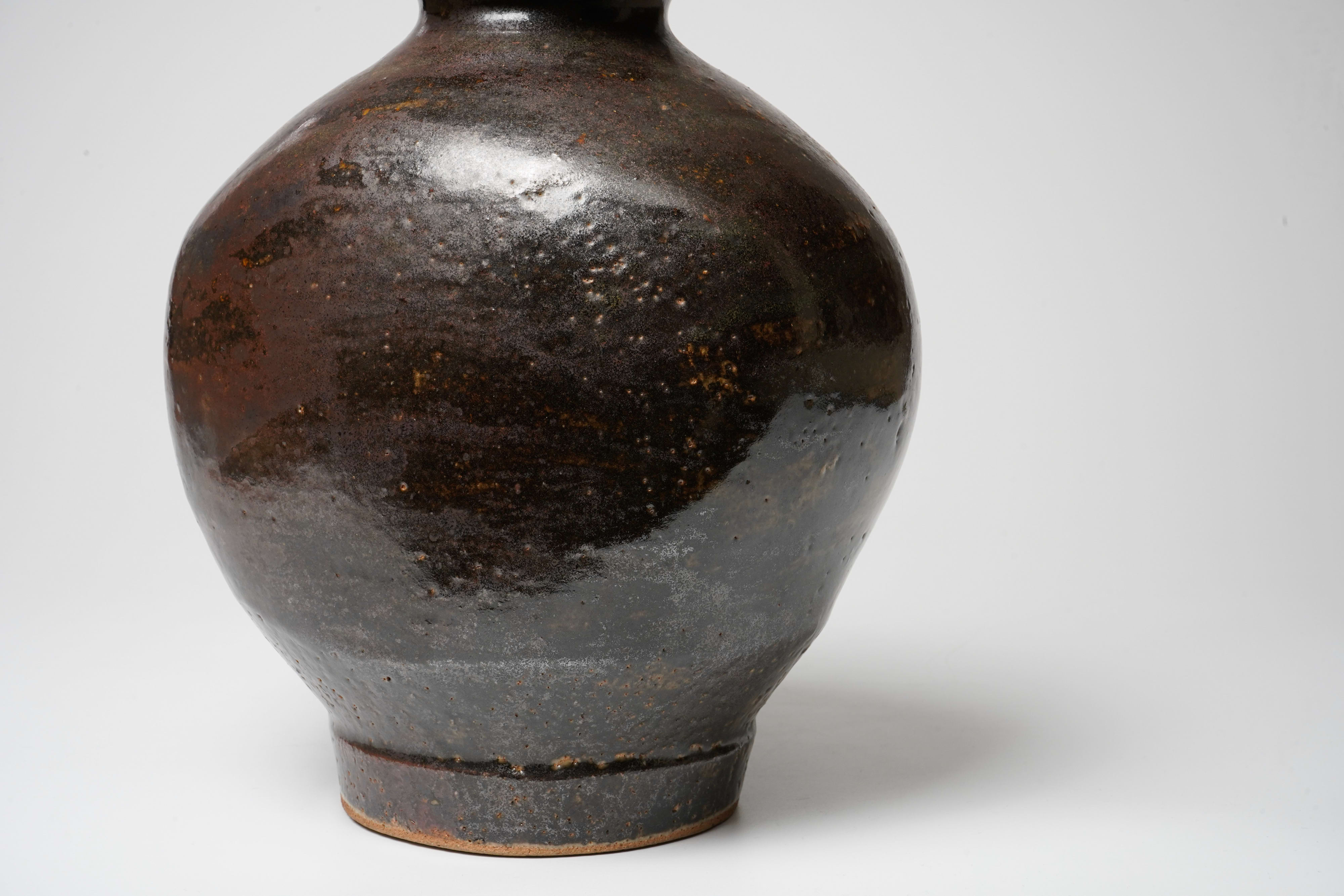 Murata Gen 村田 元, Iron glazed flat jar 鉄砂扁壺 | Dai Ichi Arts | Japanese ...
