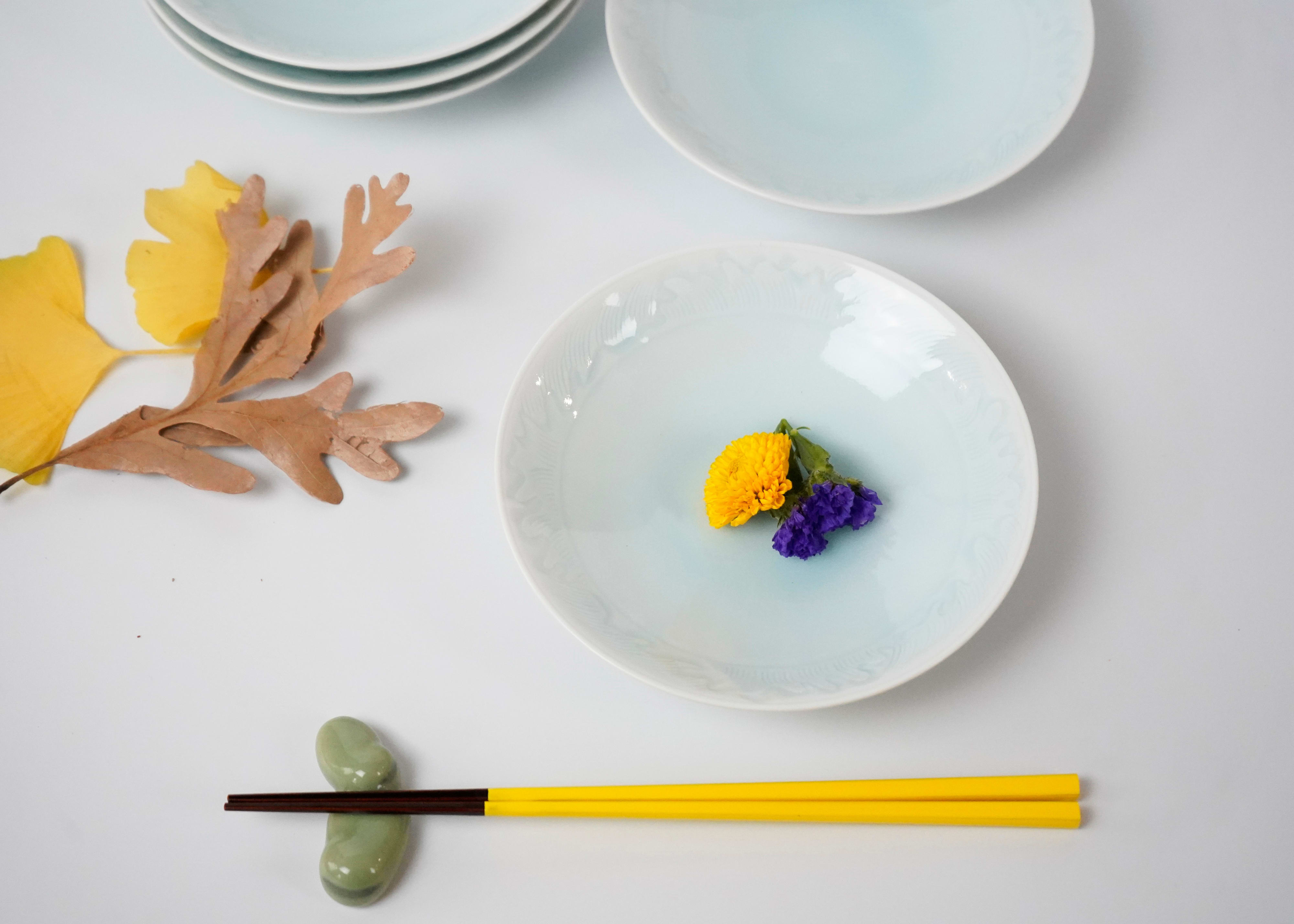 TSUKAMOTO Kaiji 塚本快示, Set of Dishes with Hidden Wave Patterns 青海波 食器揃 ...