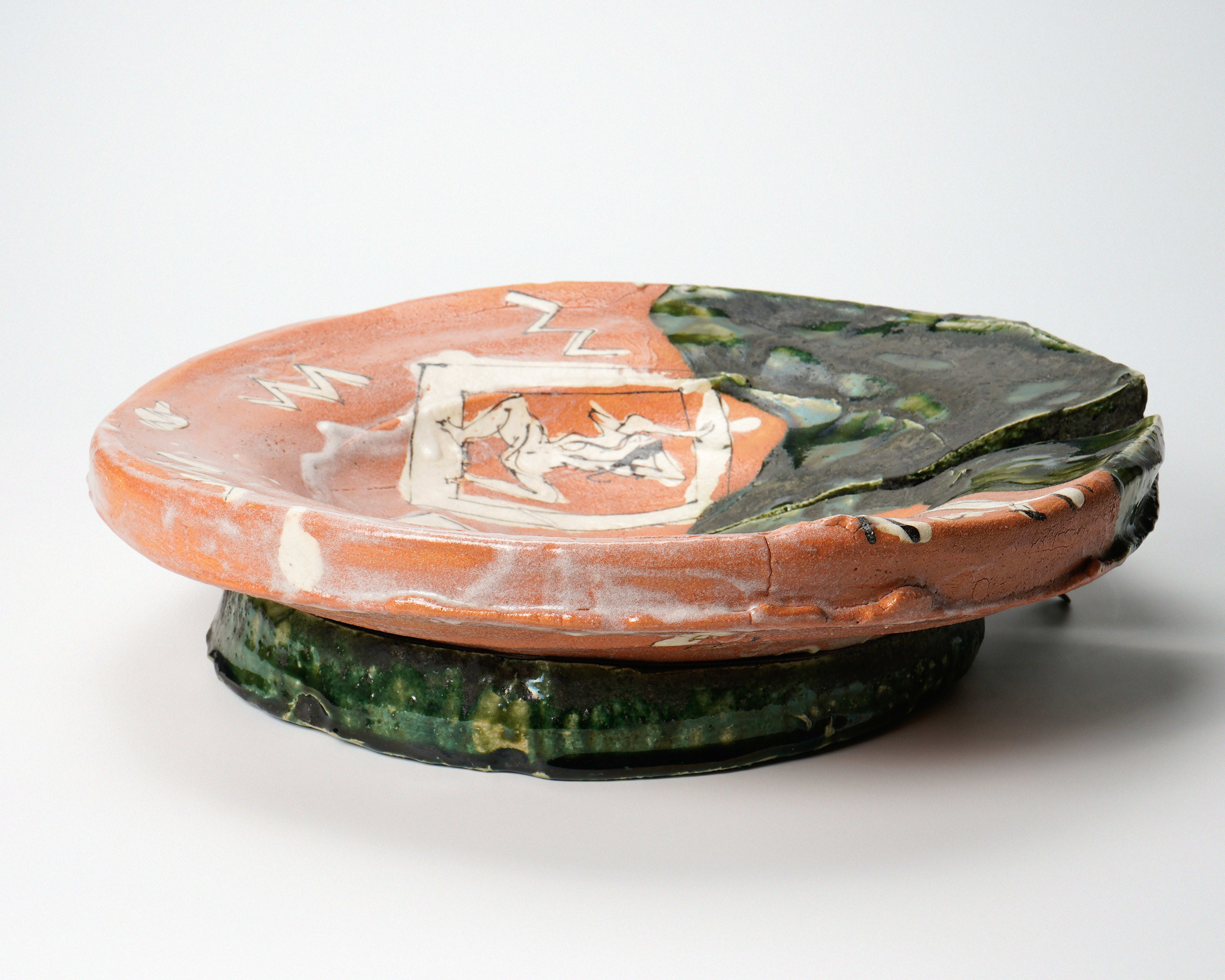 Suzuki Goro 鈴木五郎, Oribe hanging plate | Dai Ichi Arts | Japanese Modern Art