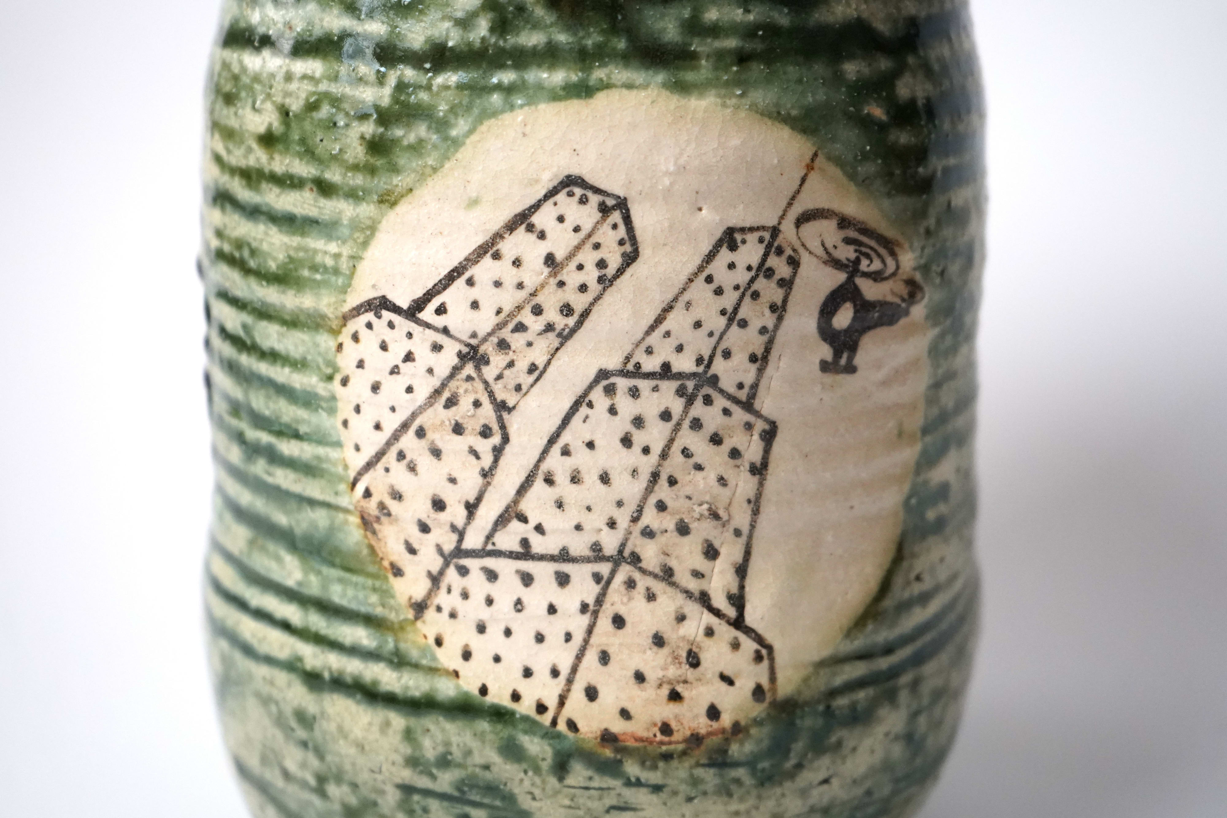 Suzuki Goro 鈴木五郎, Oribe Sculpture "Togan(Water Melon)" 絵織部 冬瓜, 2003 ...