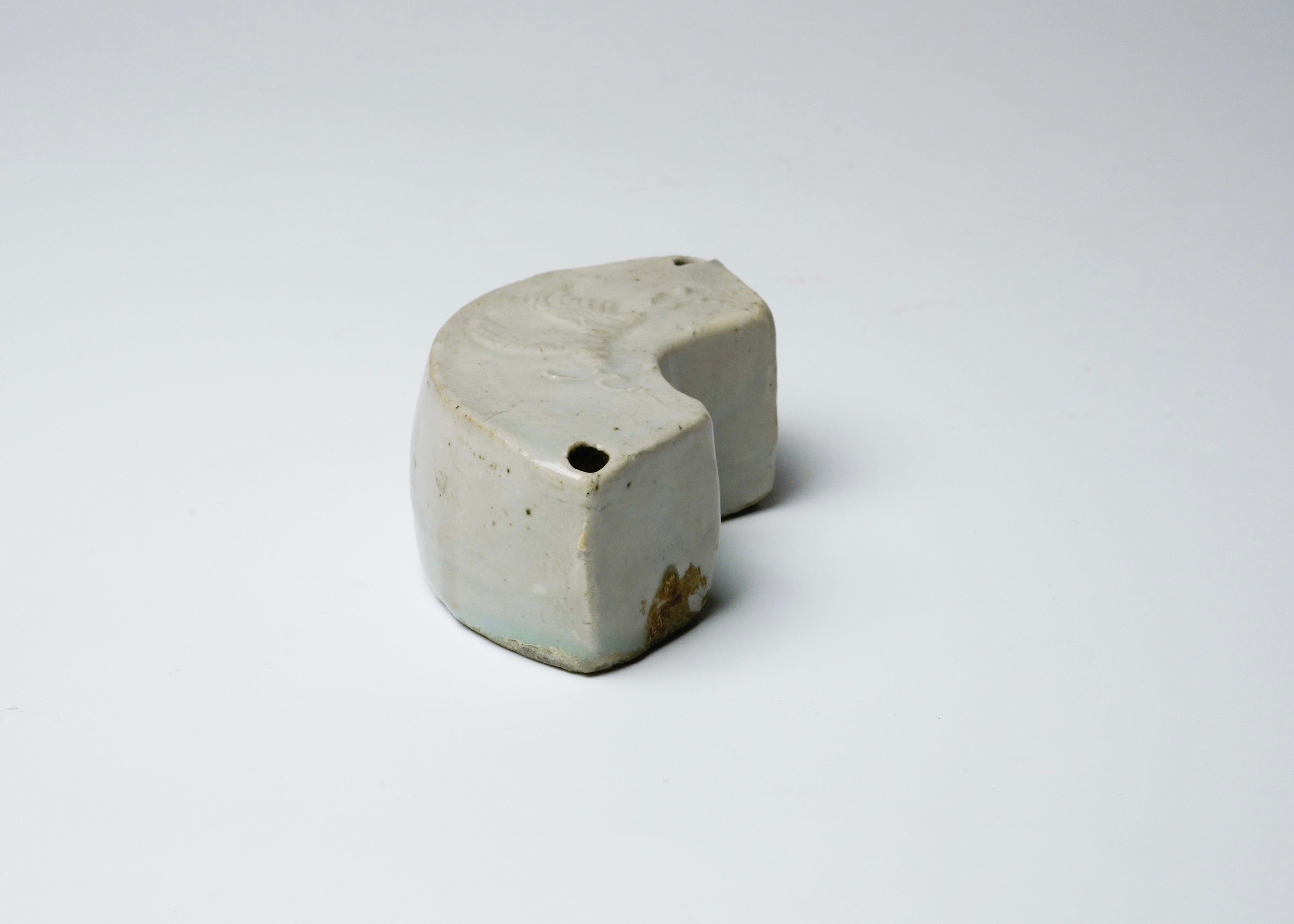 Crescent shaped water dropper with insect design in relief, Joseon ...