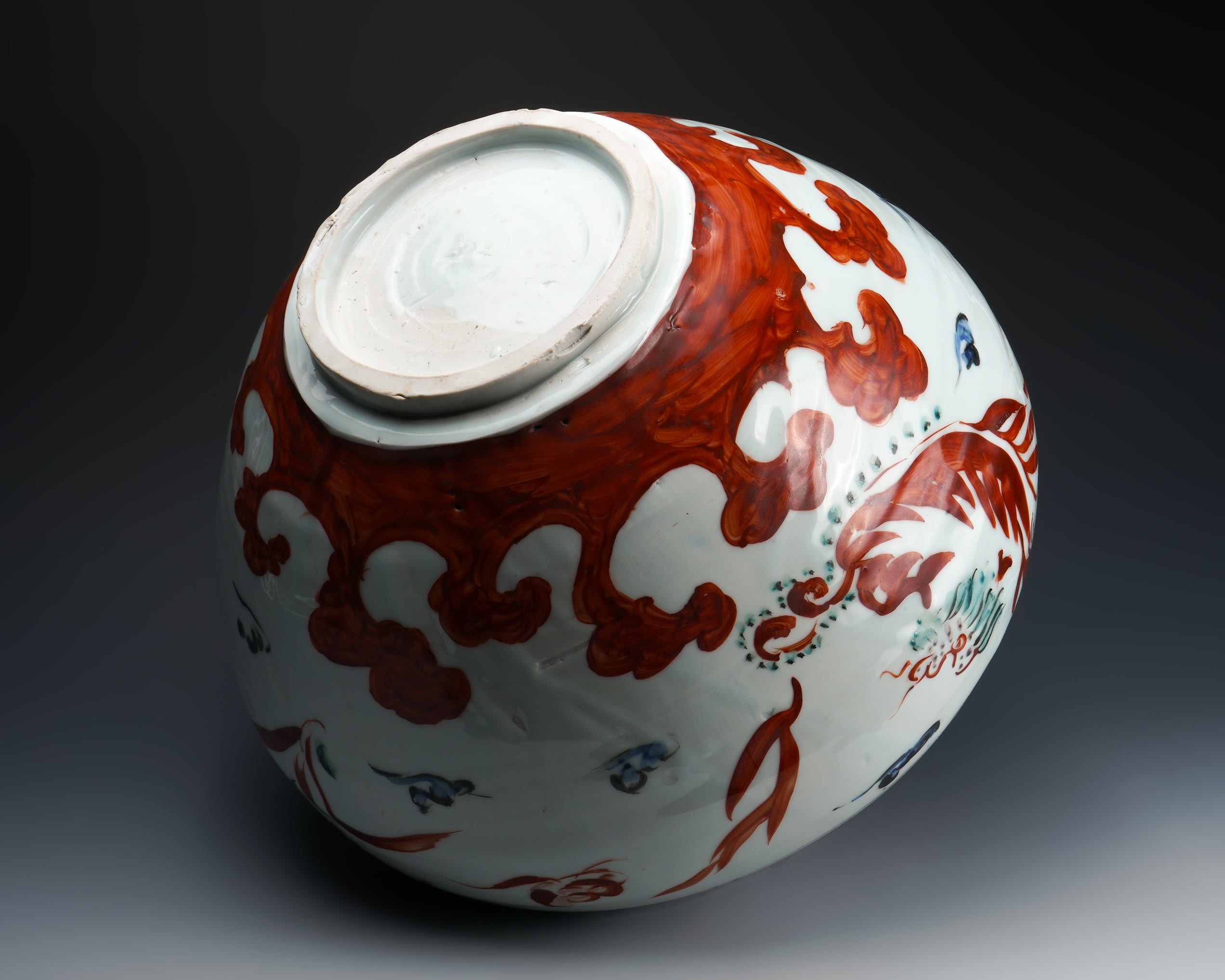 Tsuboshima Dohei 坪島 圡平, Large jar with phoenix design in Aka-e (red overglaze enamel), 2003 ...
