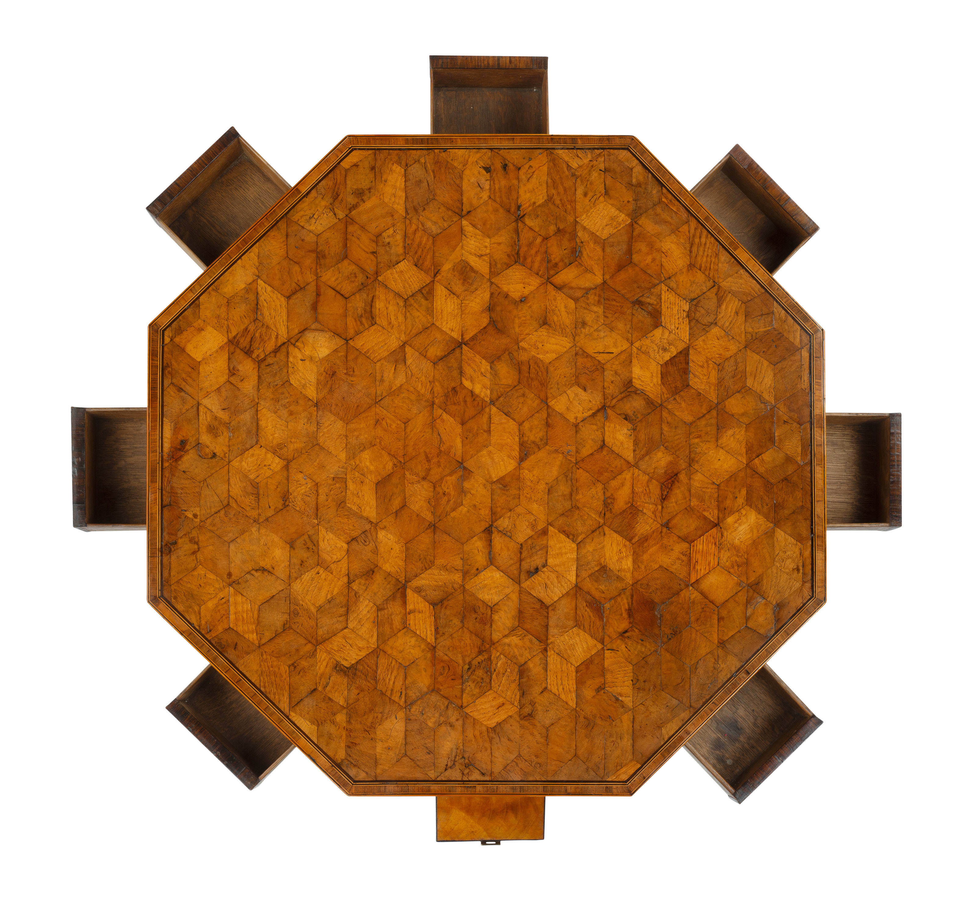 George IV Burr Oak Octagonal Mechanical Table | Thomas Coulborn & Sons