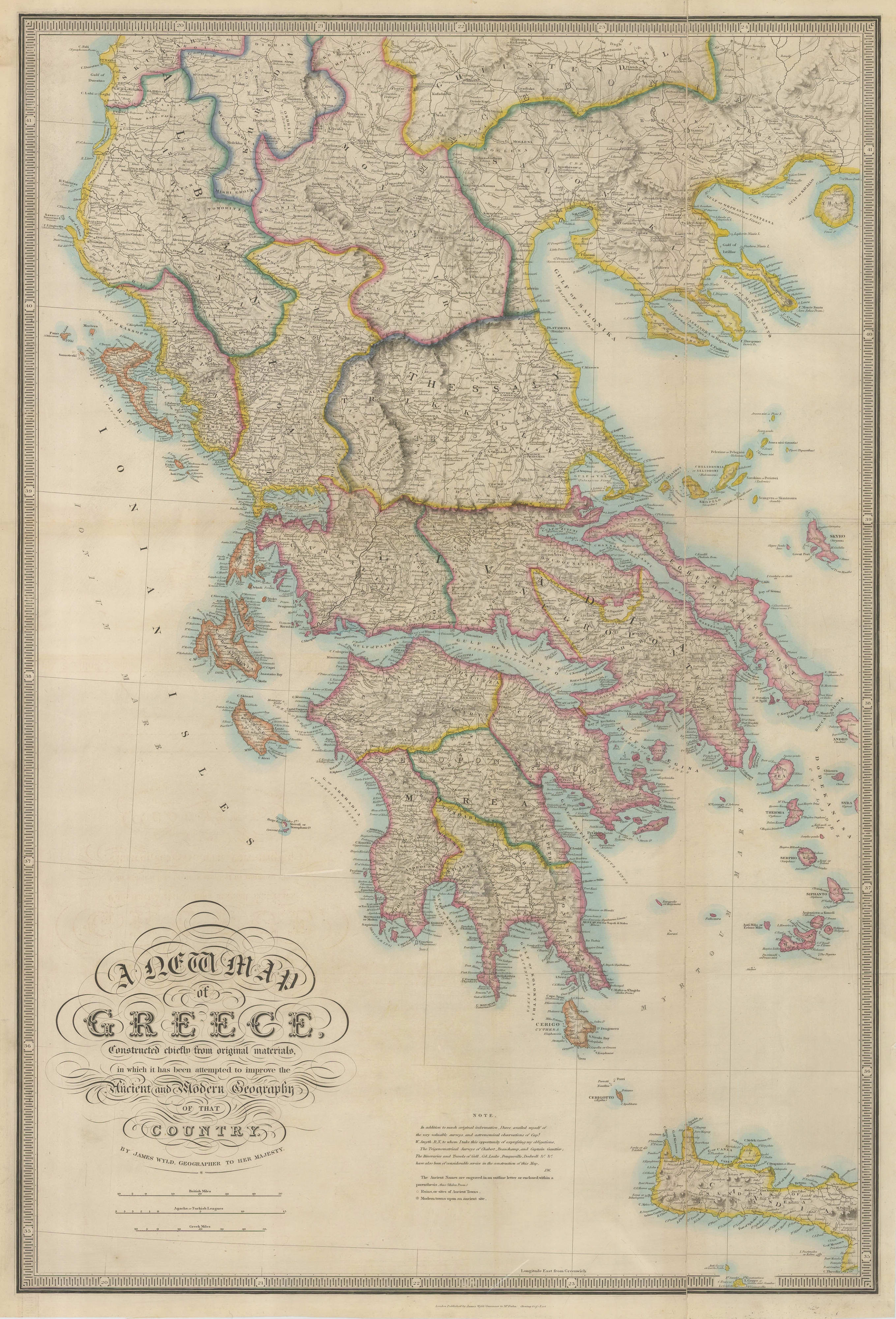 James Wyld, Ancient and modern Greece, 1850 c. | The Map House