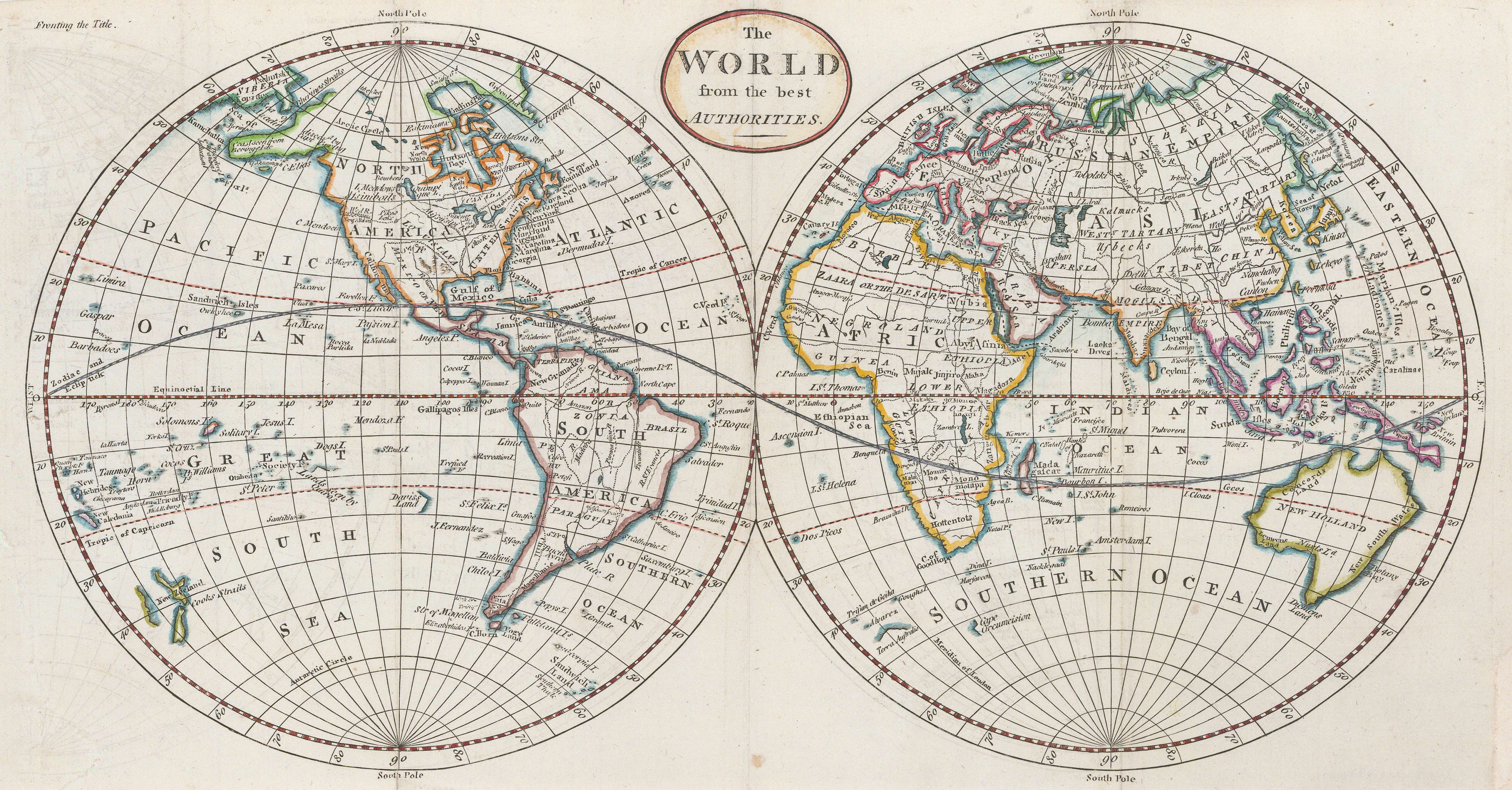 William Guthrie, Double Hemisphere World Map, 1792 | The Map House