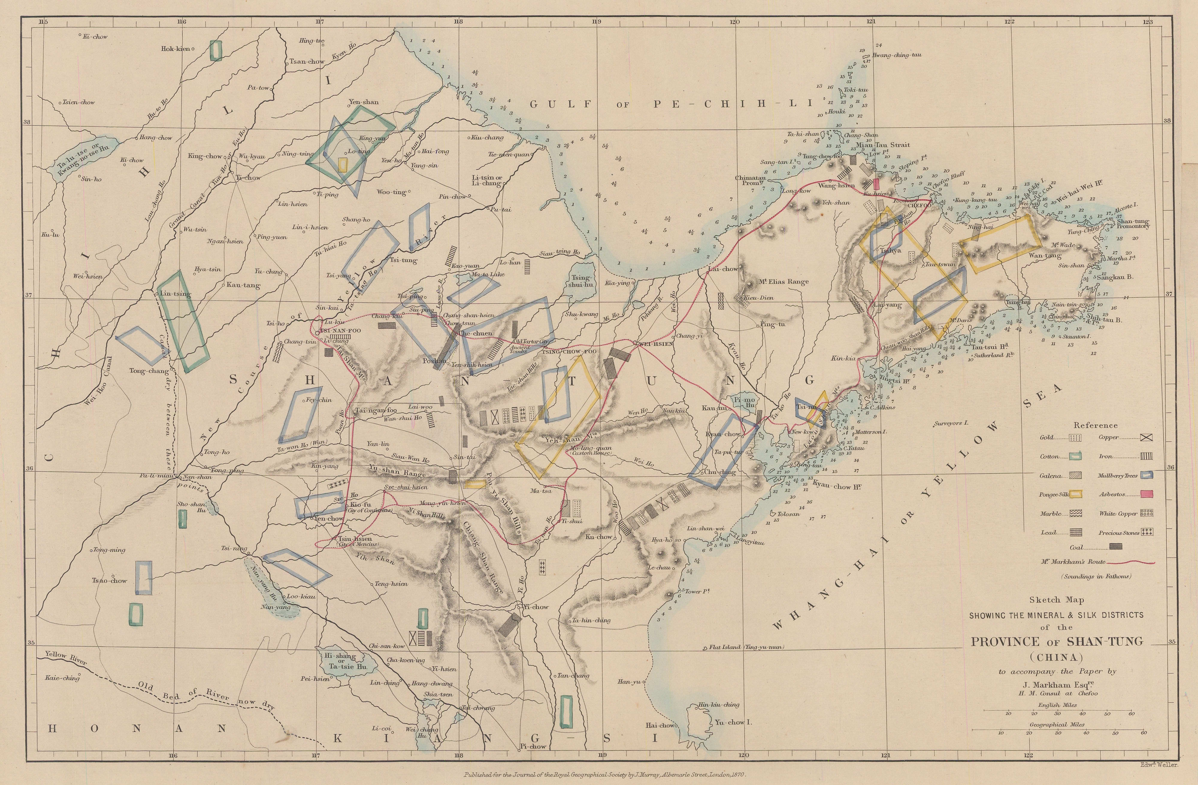 Royal Geographical Society (RGS), Sketch Map Showing the Mineral & Silk ...