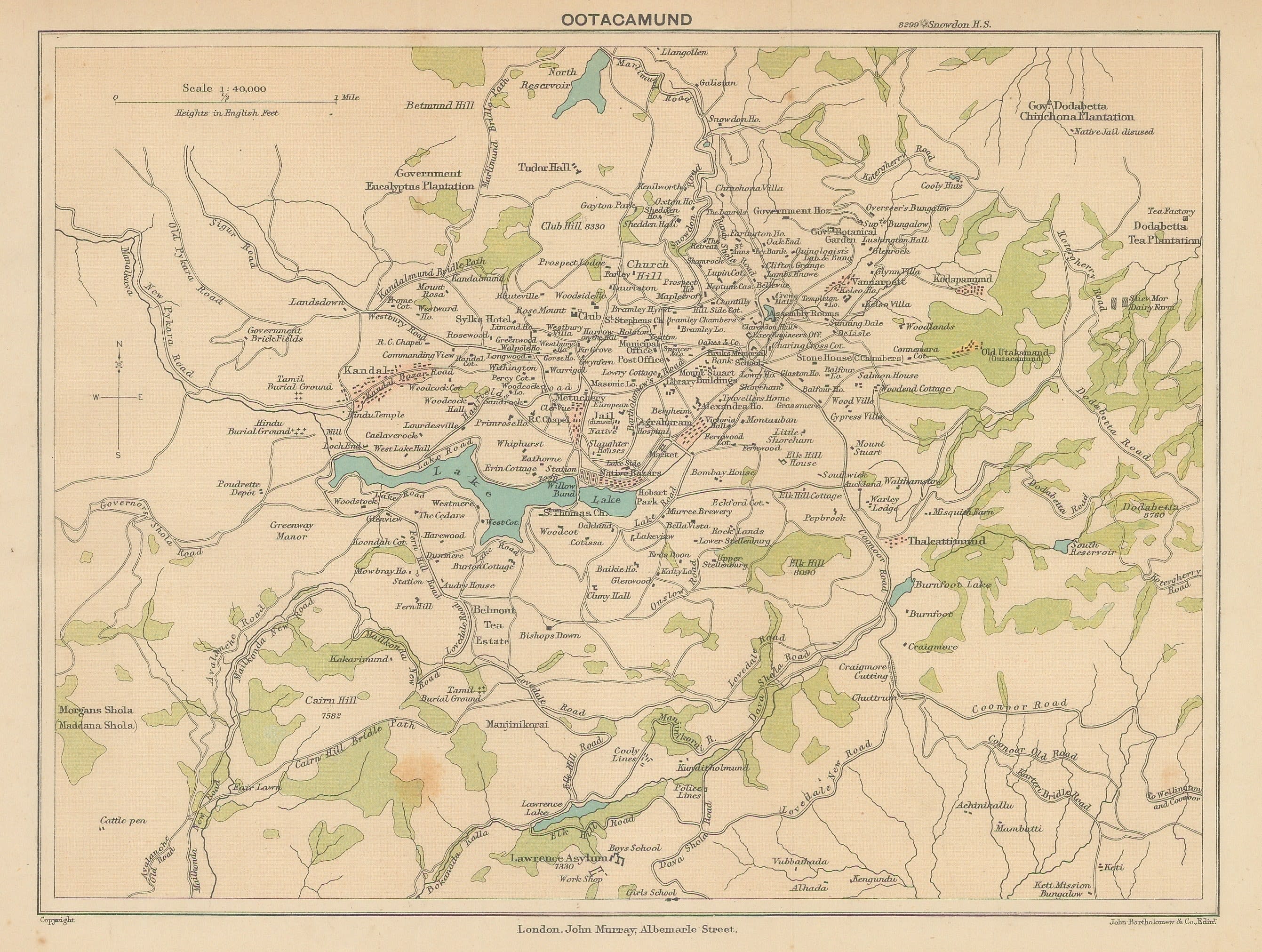 John Murray, Ooty (Ootacamund), 1910 c. | The Map House