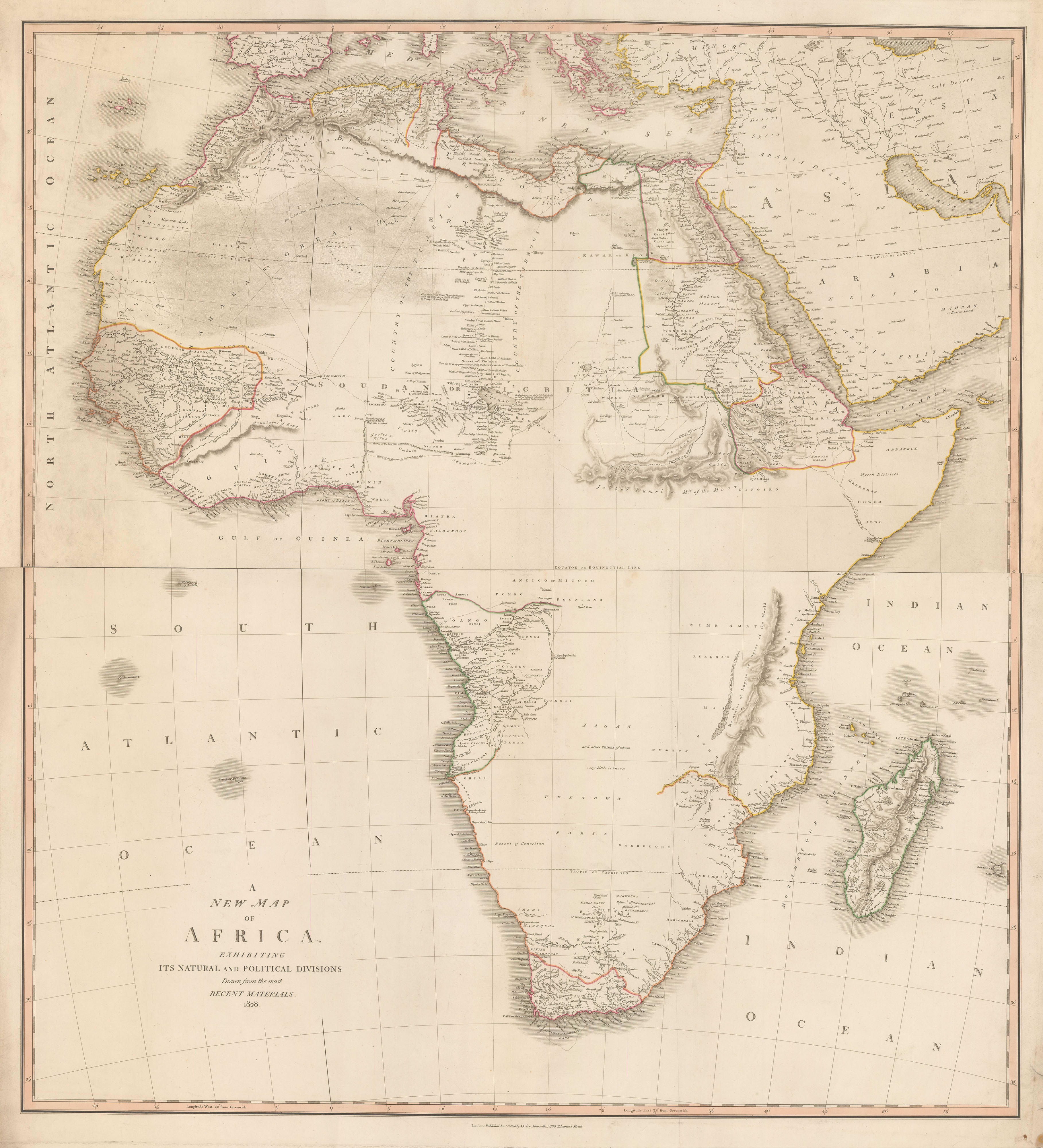 John Cary, A New Map of Africa exhibiting its Natural and Political ...