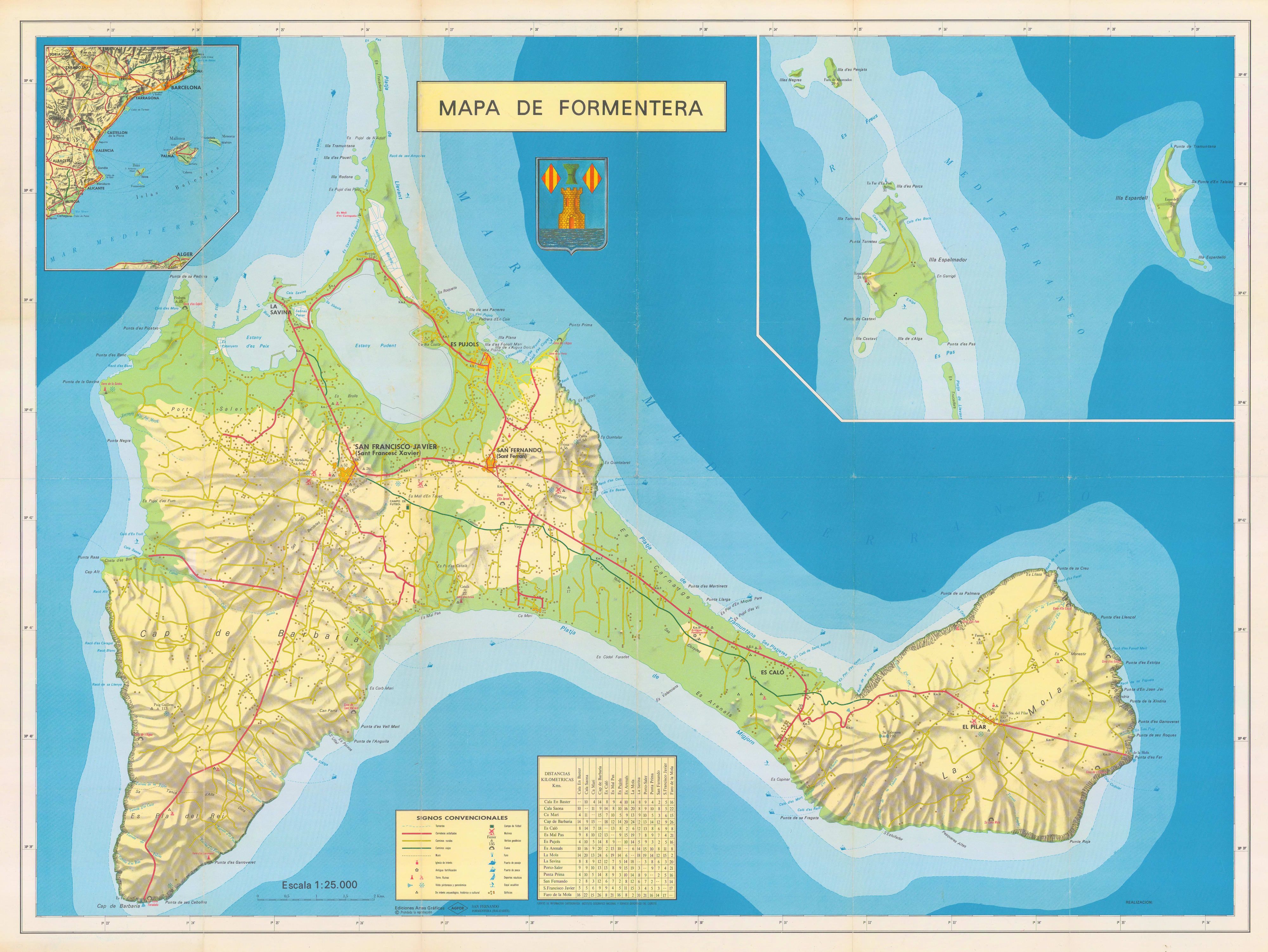AGFOR, Vintage map of Formentera, 1975 c | The Map House