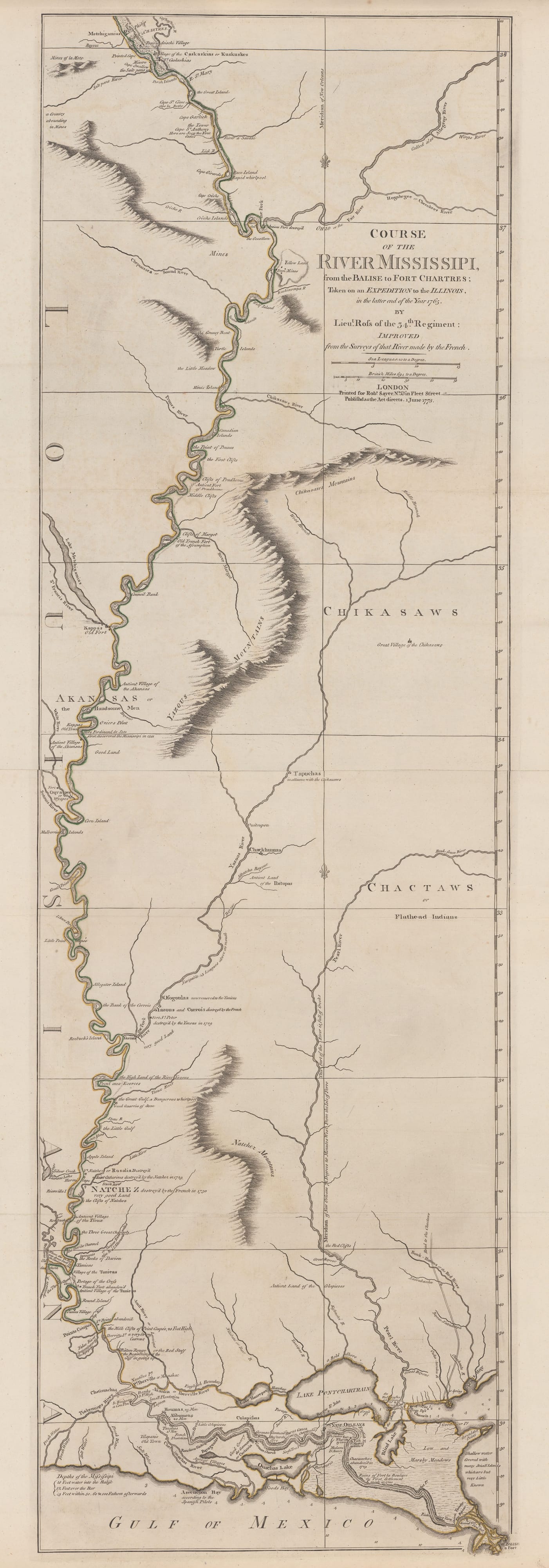 Robert Sayer, Course of the River Mississipi, 1775 | The Map House