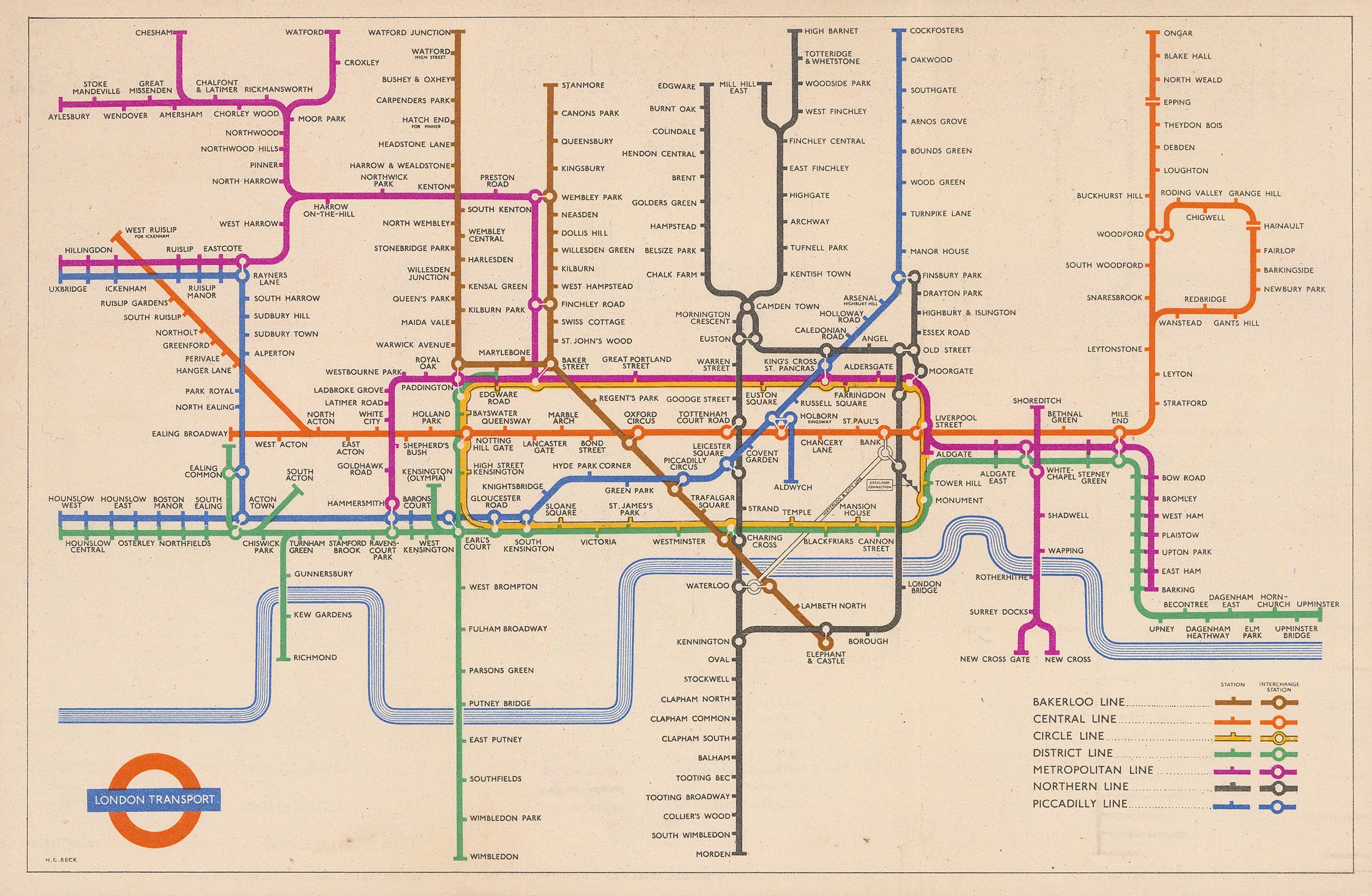 Harry Beck, London Underground Map, 1954 | The Map House