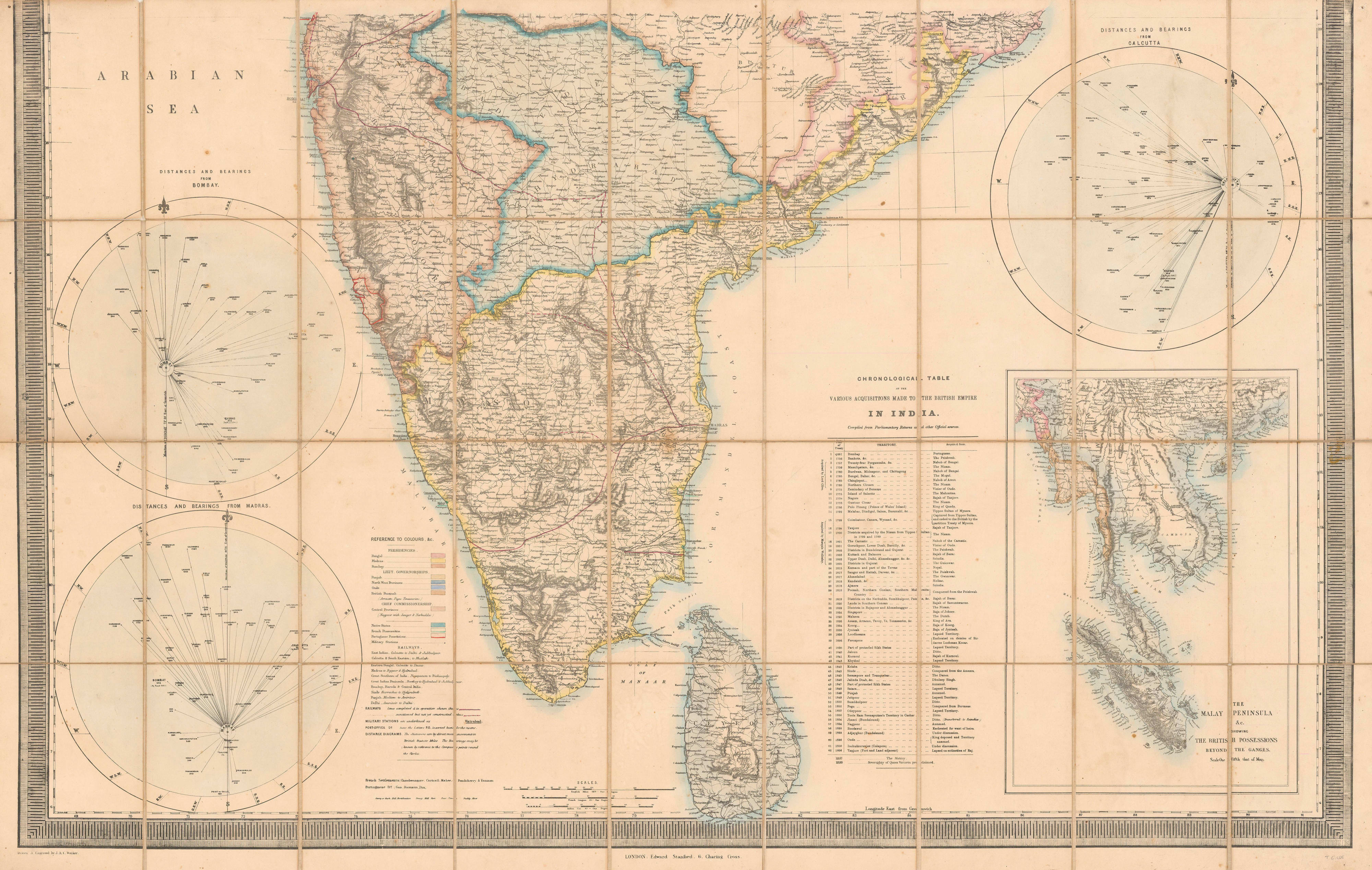 Edward Stanford, Stanford's Map of India, 1863 | The Map House