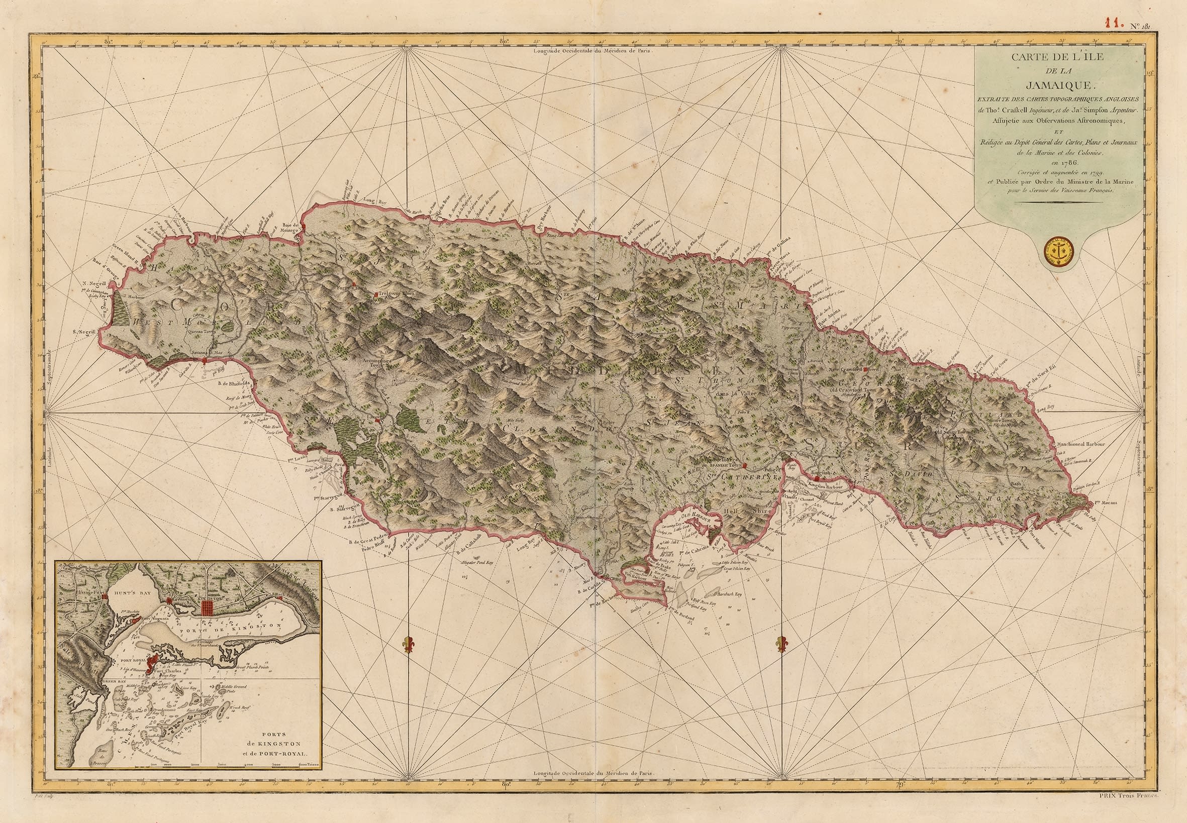 Depot de la Marine, Jamaica, 1799 | The Map House