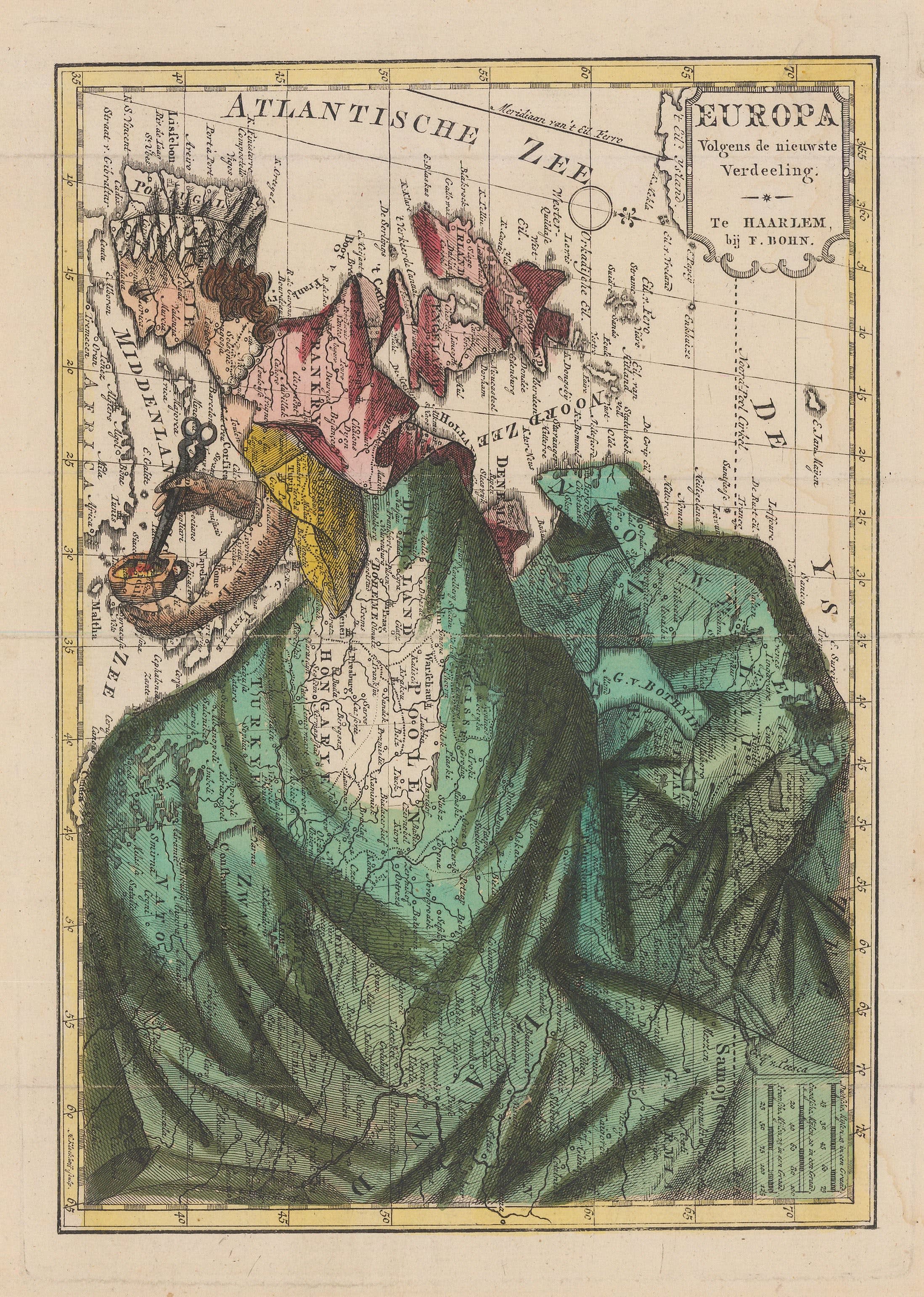 Francois Bohn, Anthropomorphic map of Europe, 1794 | The Map House
