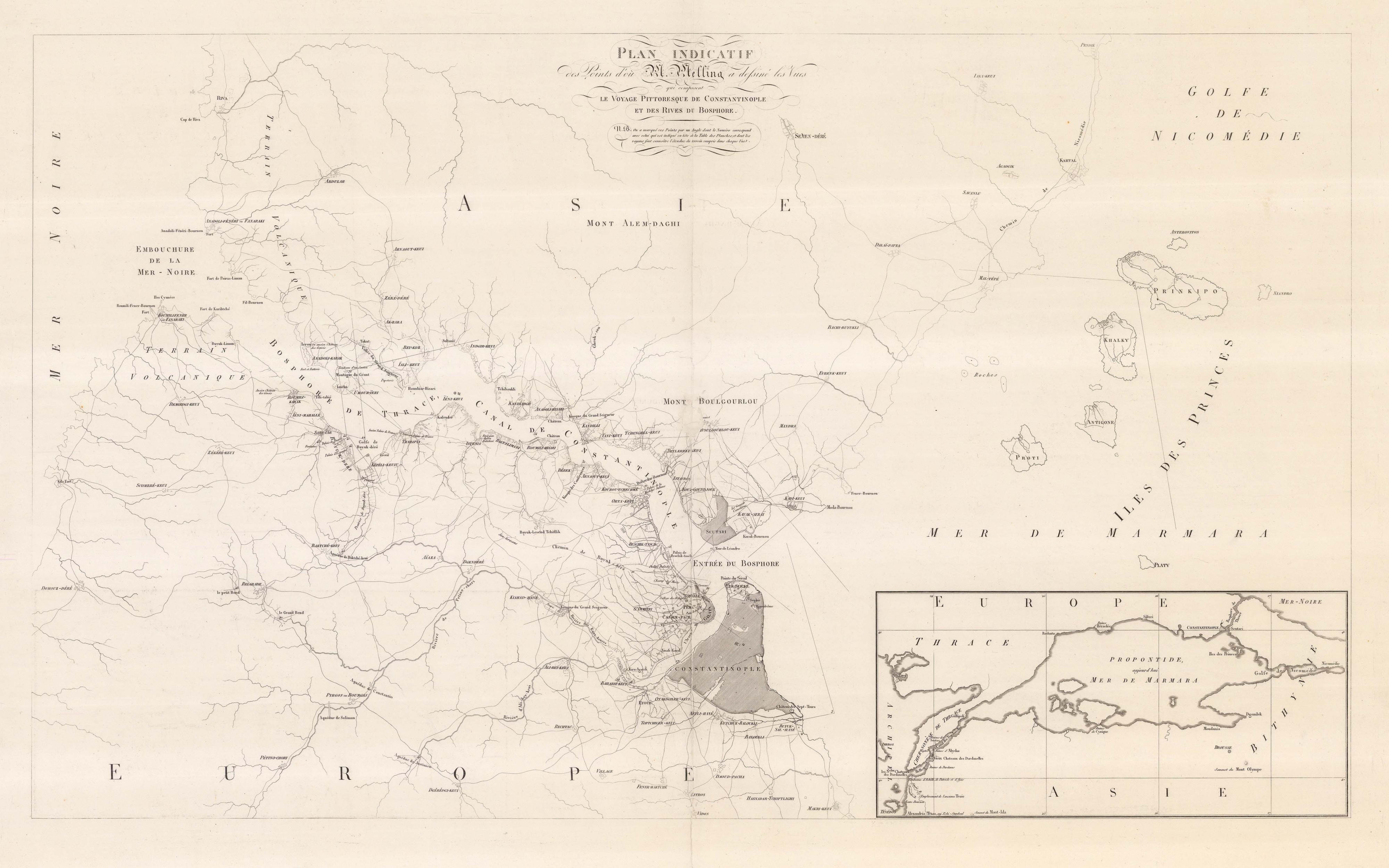 Antoine-Ignace Melling, Bosphorus and Constantinople, 1819 | The Map House