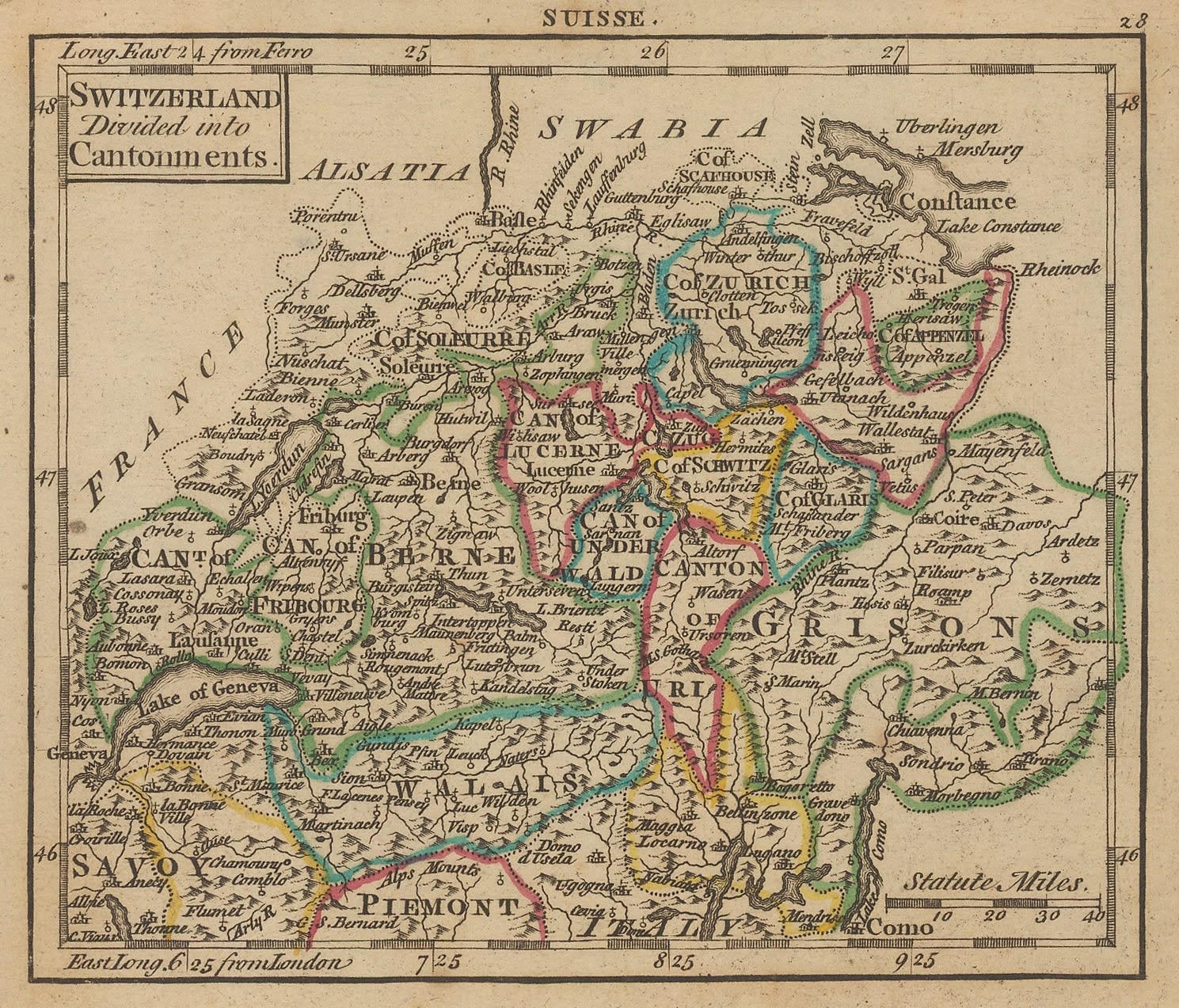 Andrew Dury, Switzerland, 1763 | The Map House