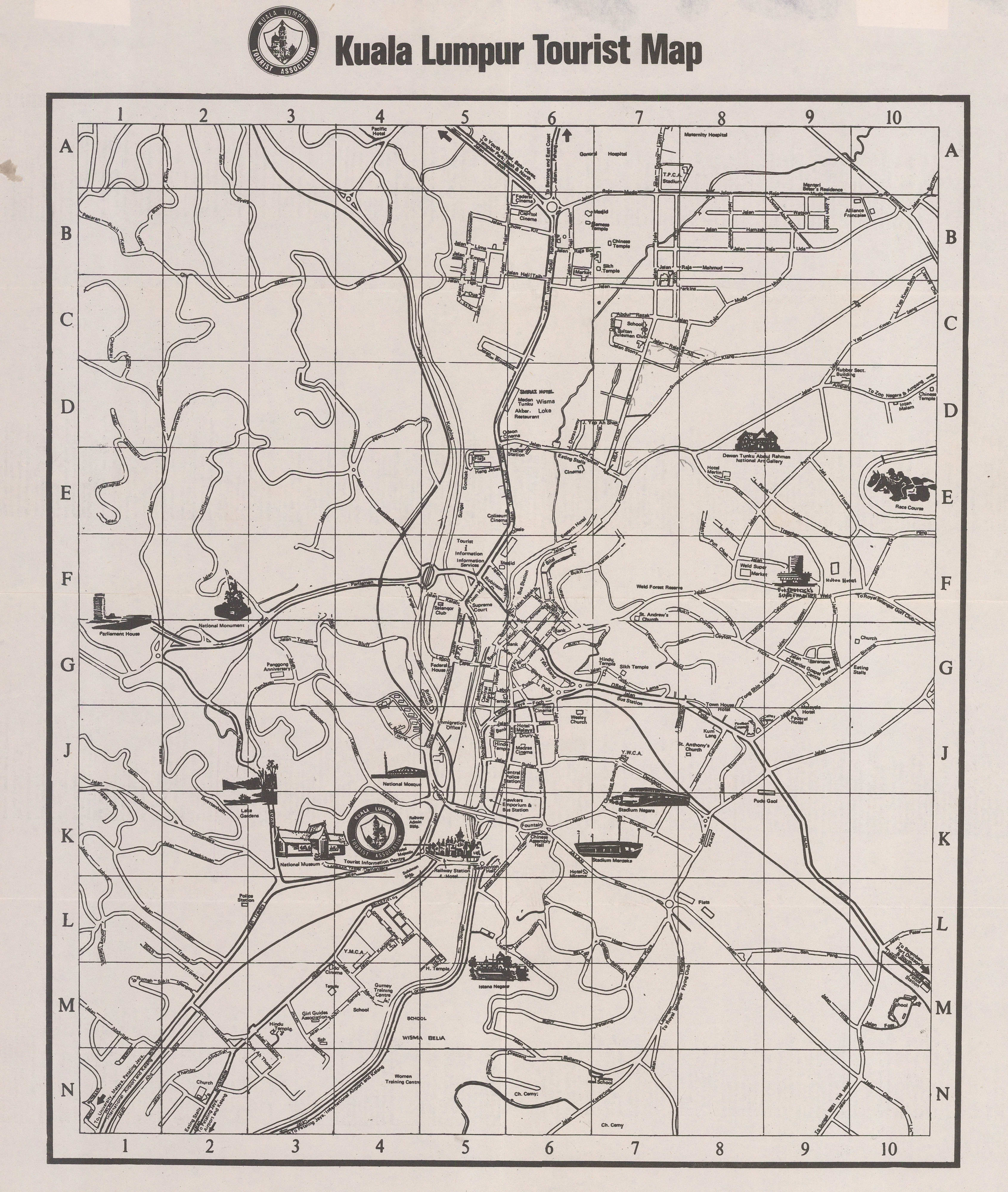 Kuala Lumpur Tourist, Kuala Lumpur Tourist Map, 1973 | The Map House