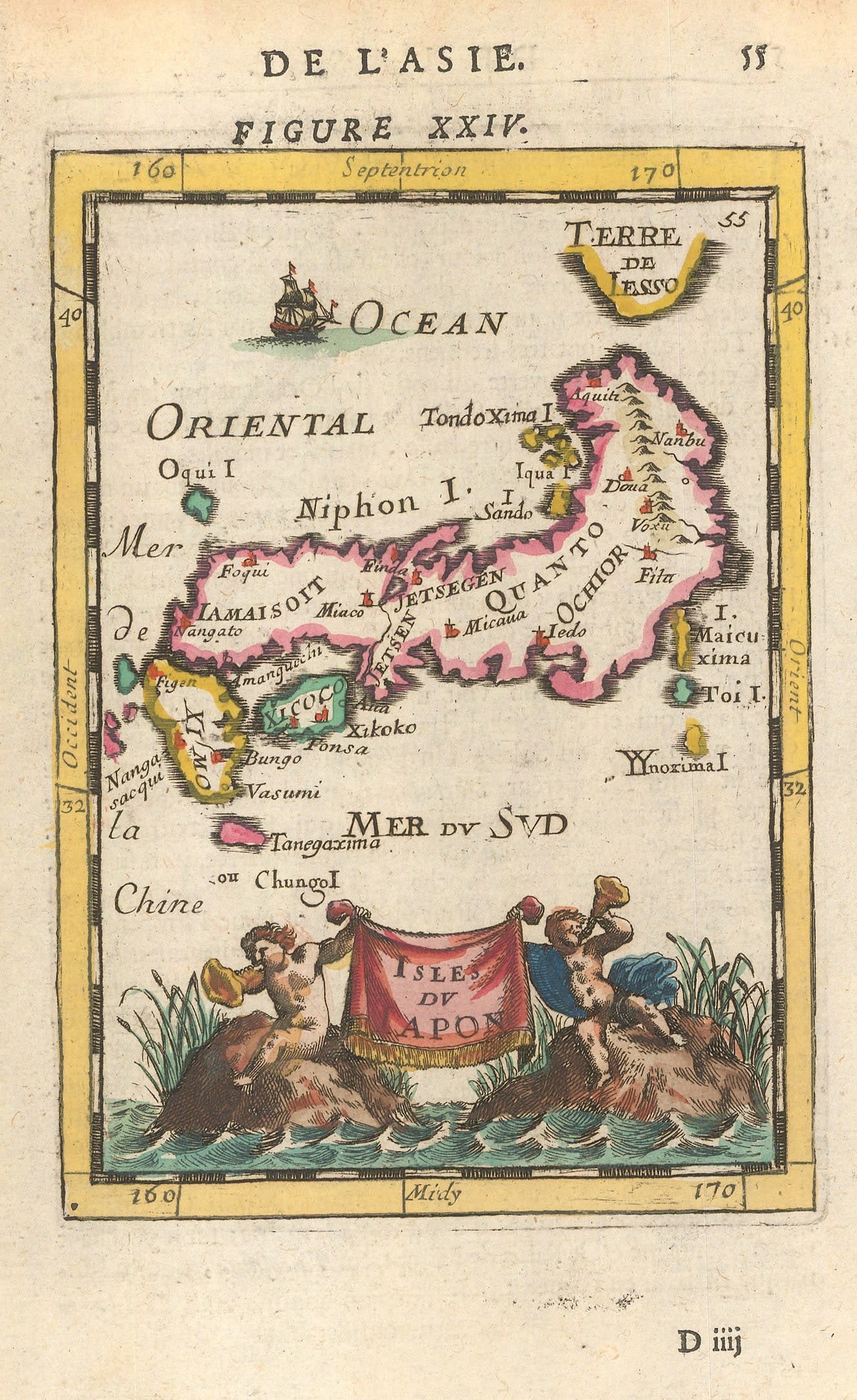 Alain Manesson Mallet, Early miniature map of Japan, 1683 | The Map House