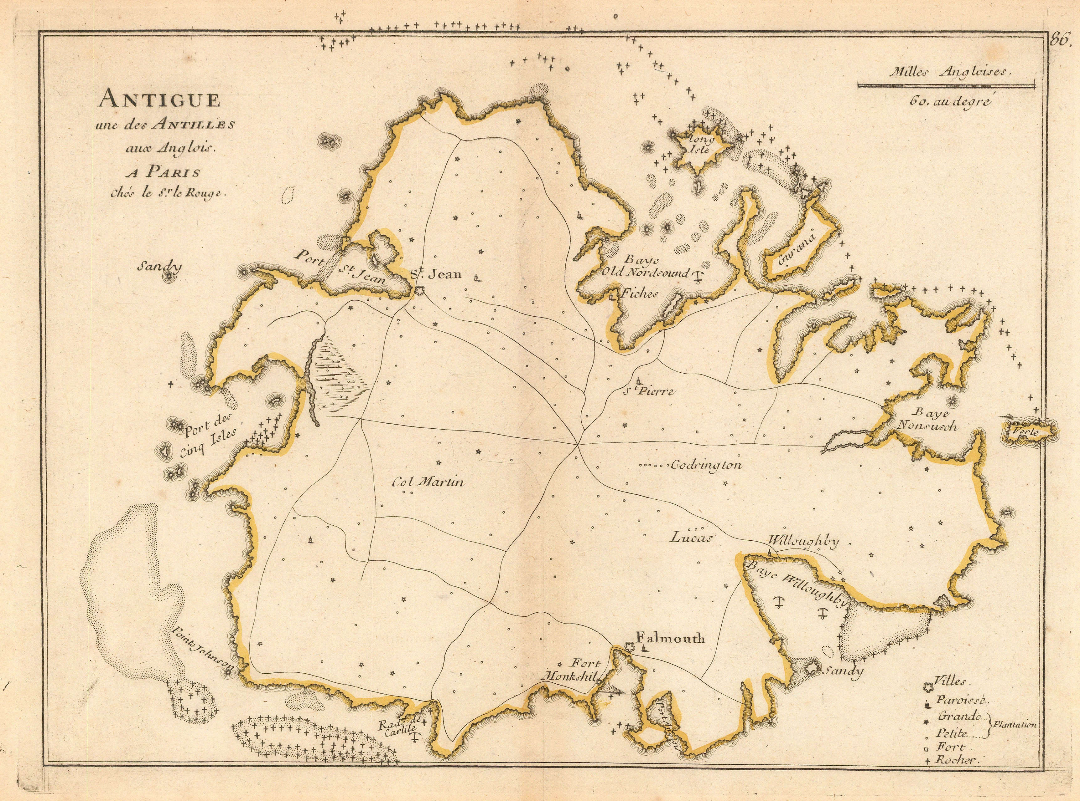 Georges-Louis Le Rouge, Antigua, 1743 c. | The Map House