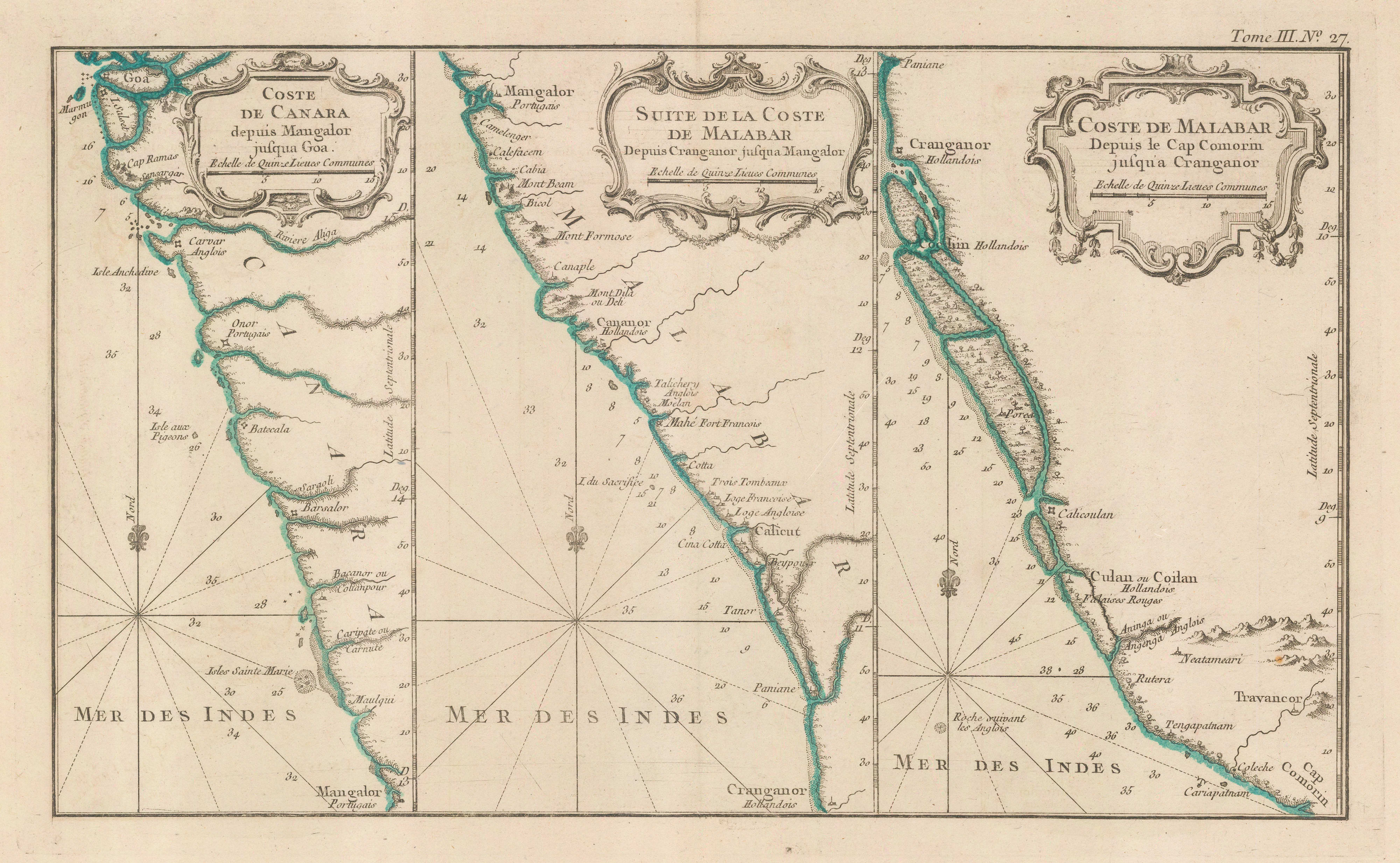 Jacques-Nicolas Bellin, Coasts of Malabar and Kanara, 1764 | The Map House