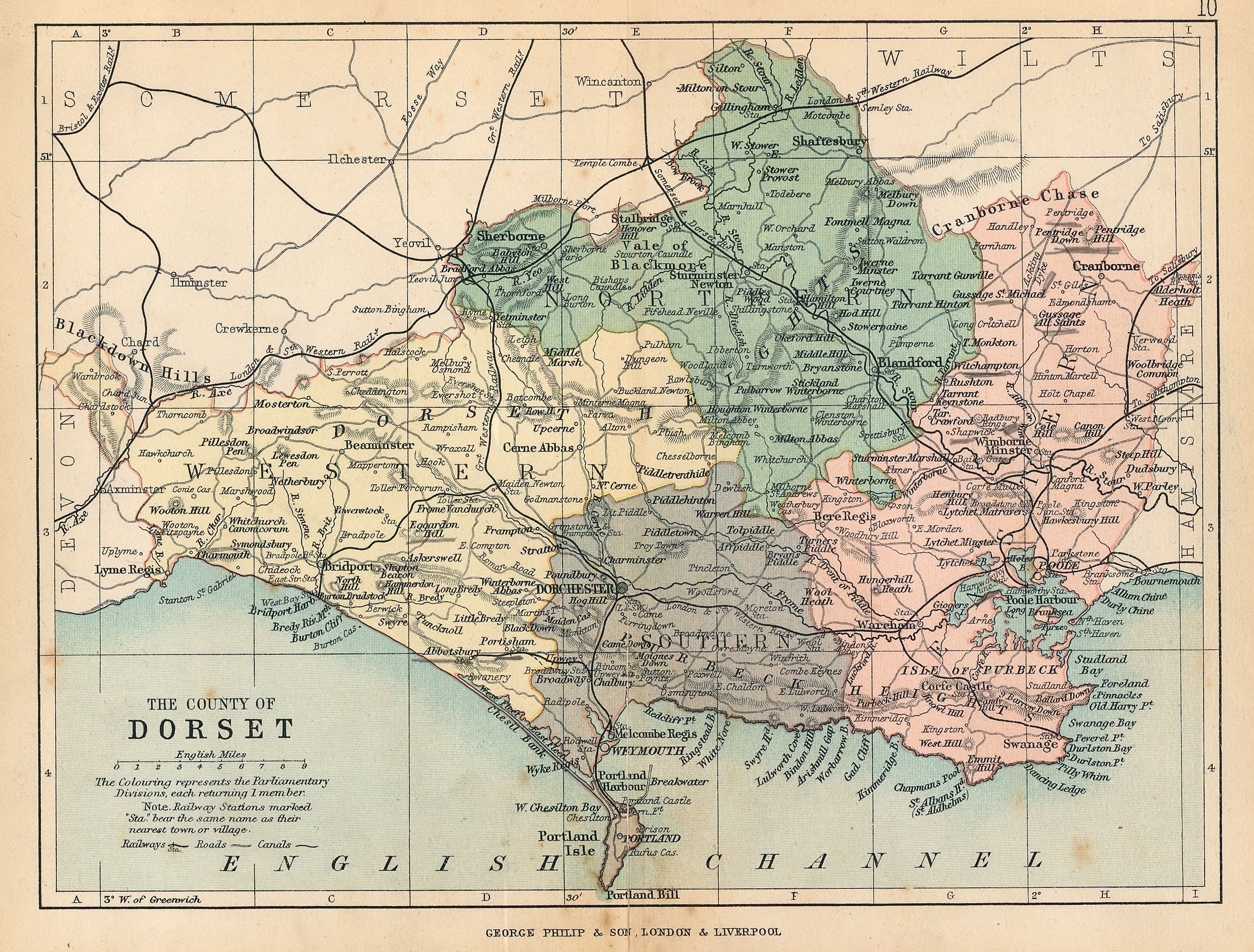 George Philip & Son Ltd., The County of Dorset, 1895 | The Map House