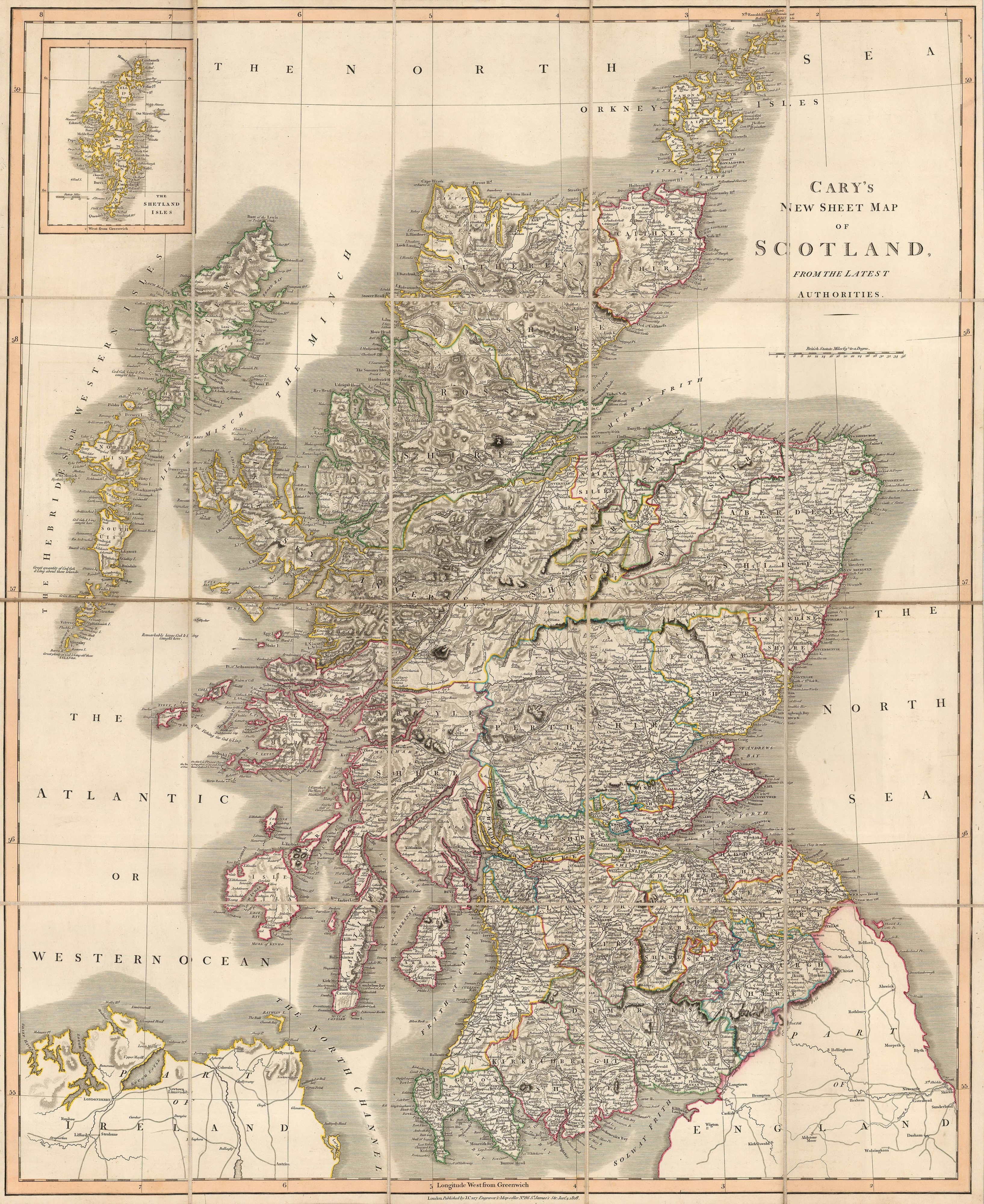 John Cary, New Sheet Map of Scotland from the Latest Authorities, 1828 ...
