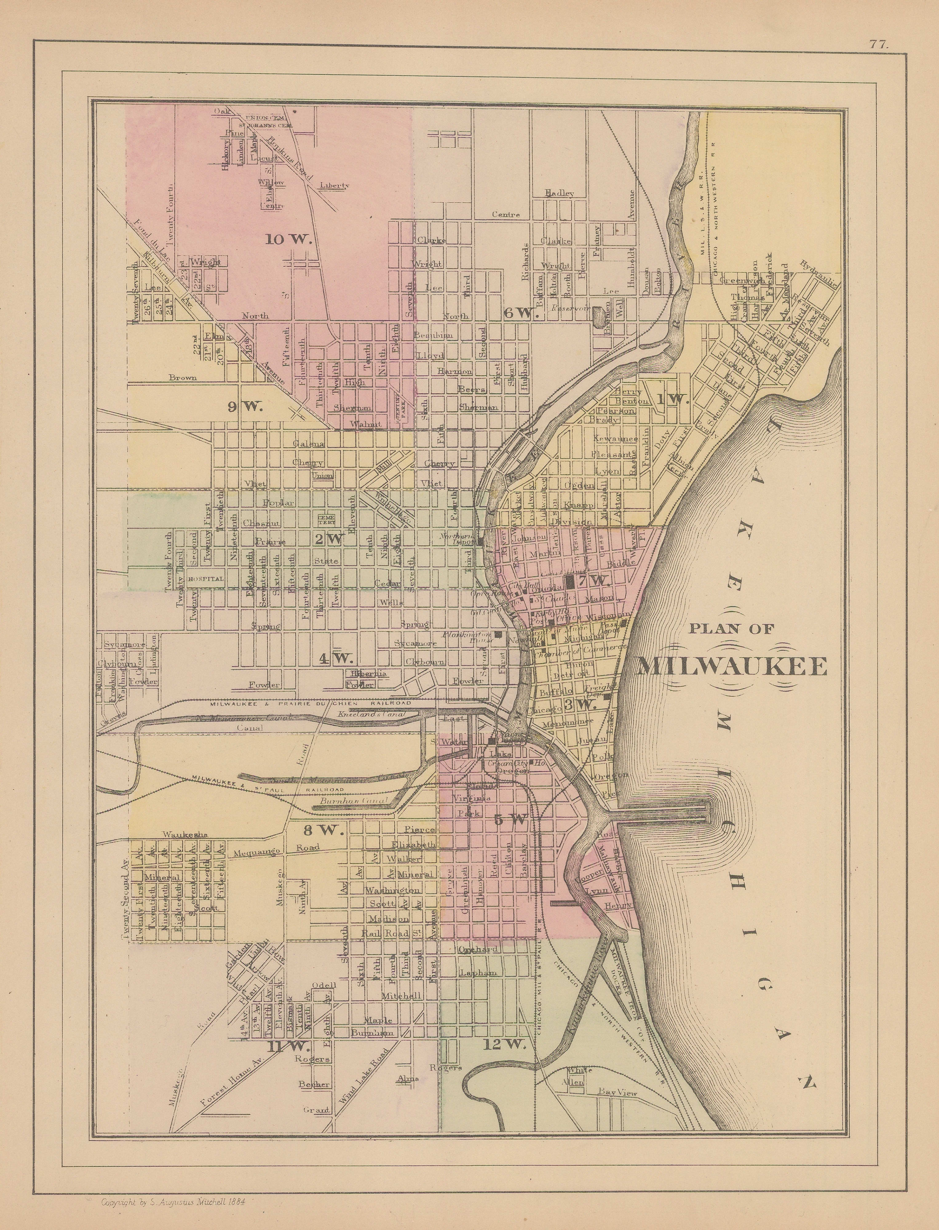 Samuel Augustus Mitchell, Plan of Milwaukee, 1884 | The Map House