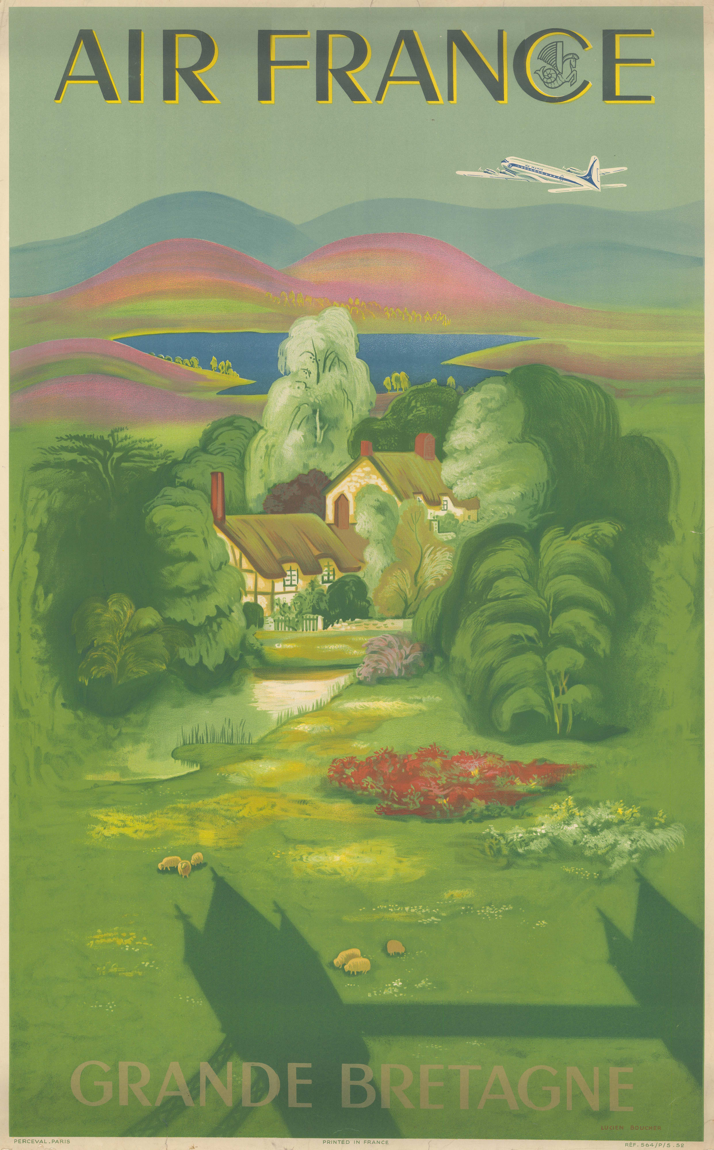 Lucien Boucher, Air France - Great Britain, 1952 | The Map House