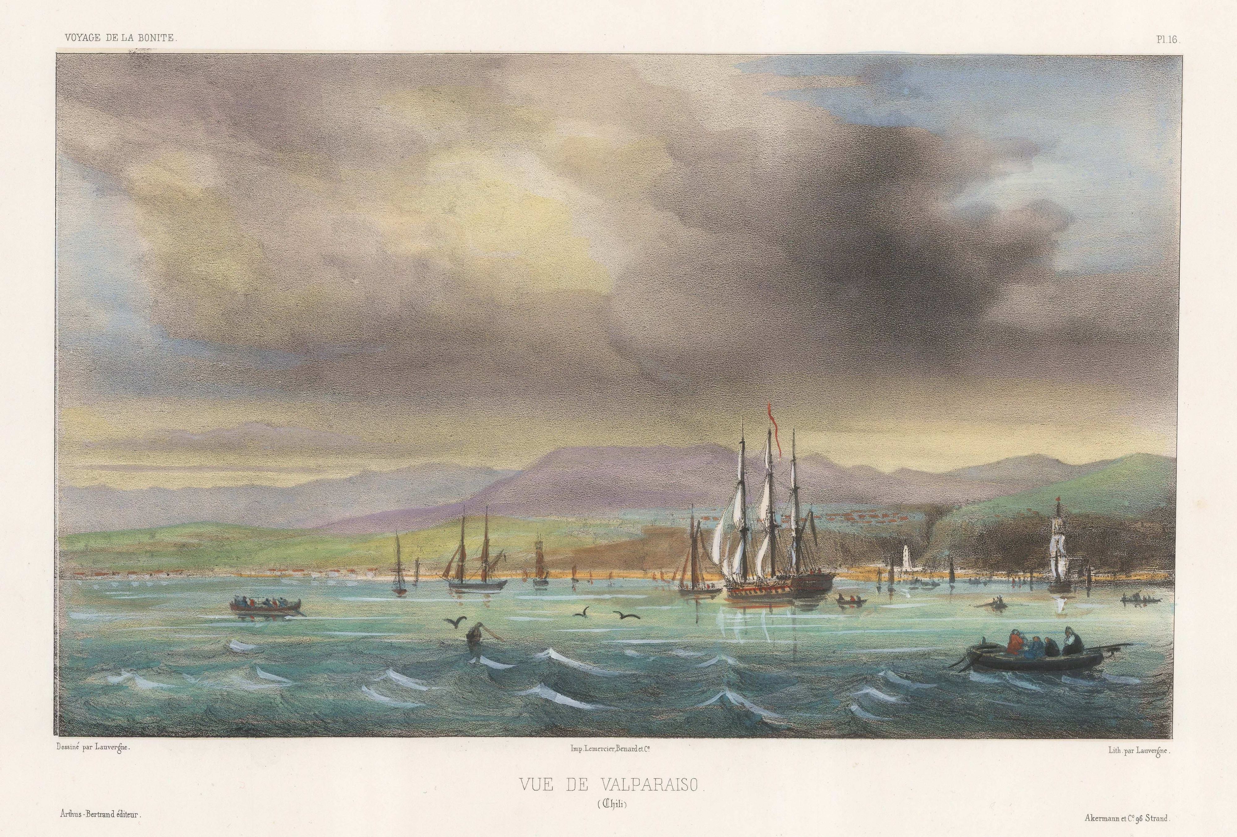 Auguste-Nicolas Vaillant, Chile - Valparaiso, 1850 c. | The Map House