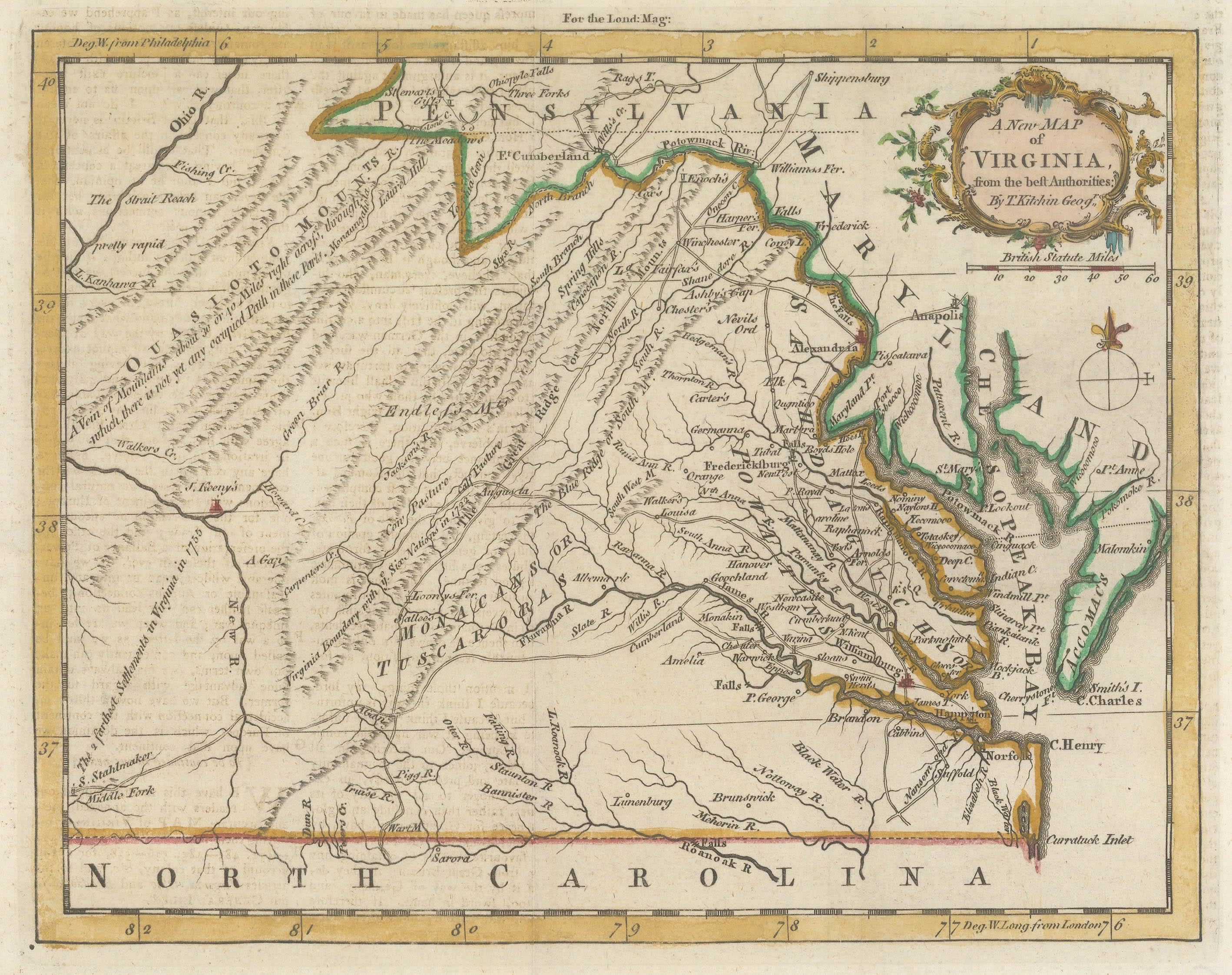 London Magazine, A New Map of Virginia, 1761 | The Map House