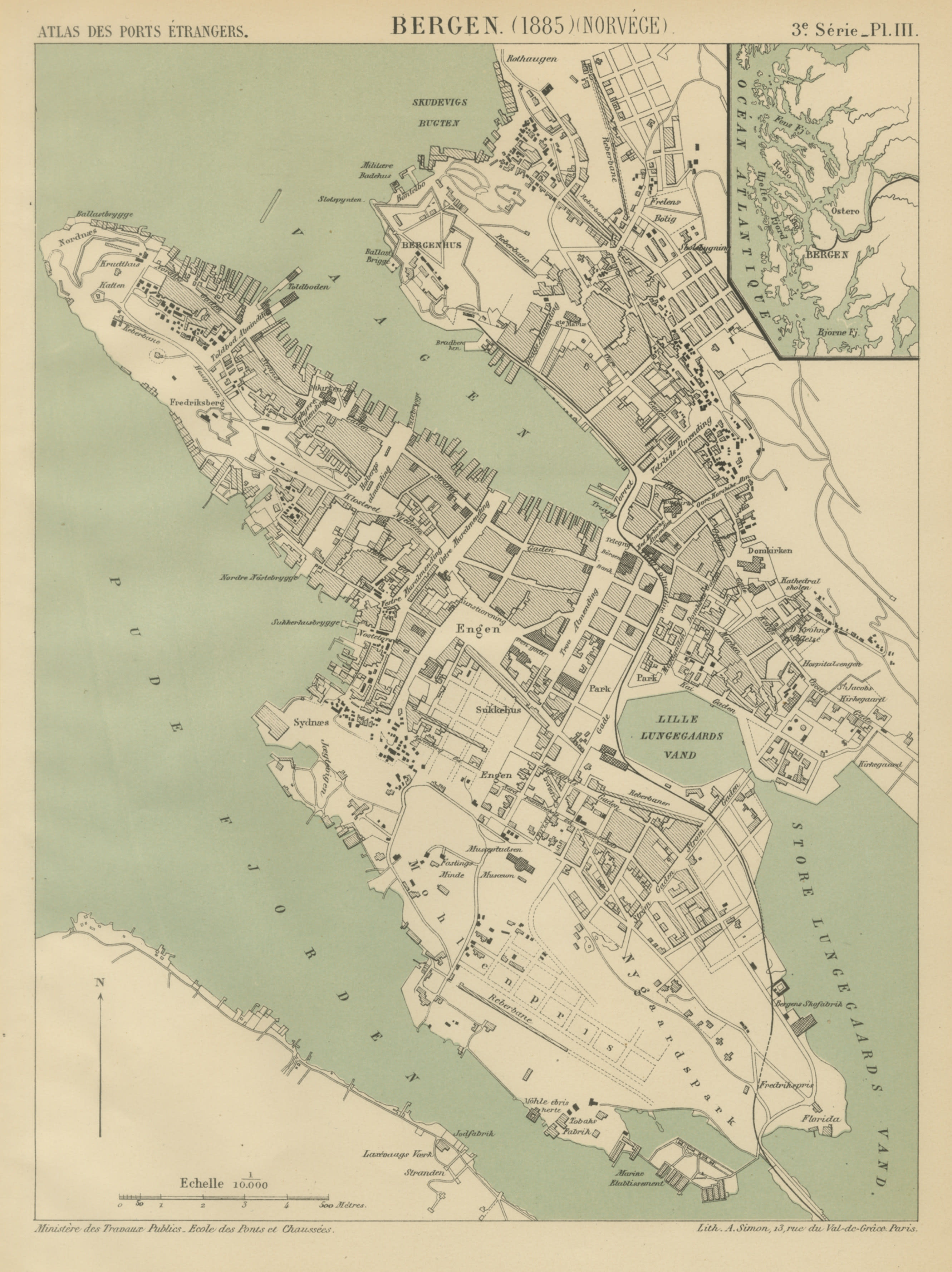 A. Simon, Port of Bergen, 1885 | The Map House