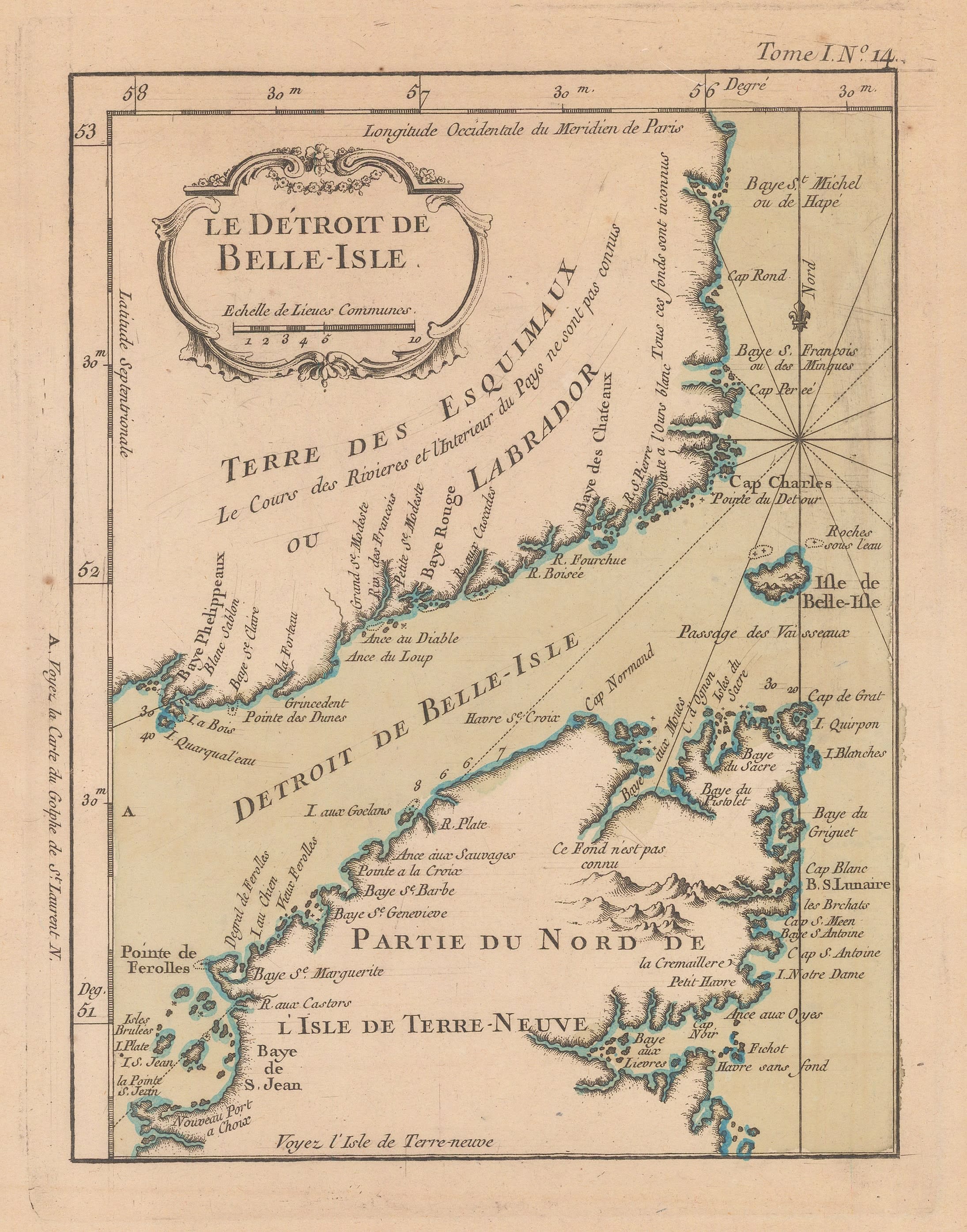 Jacques-Nicolas Bellin, Strait of Belle-Isle, 1764 | The Map House