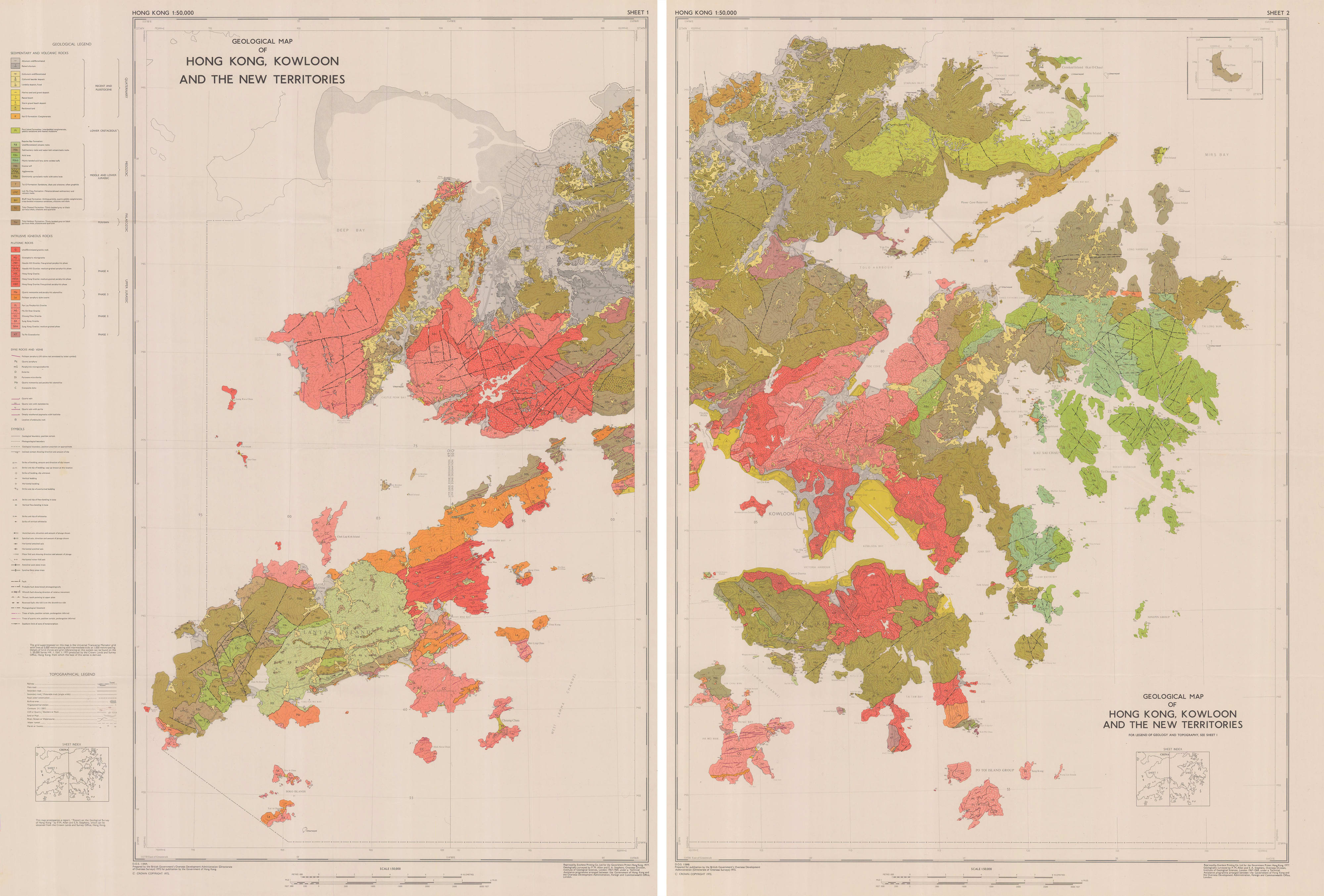 Crown Lands Survey, Geological Map of Hong Kong, Kowloon and the New ...