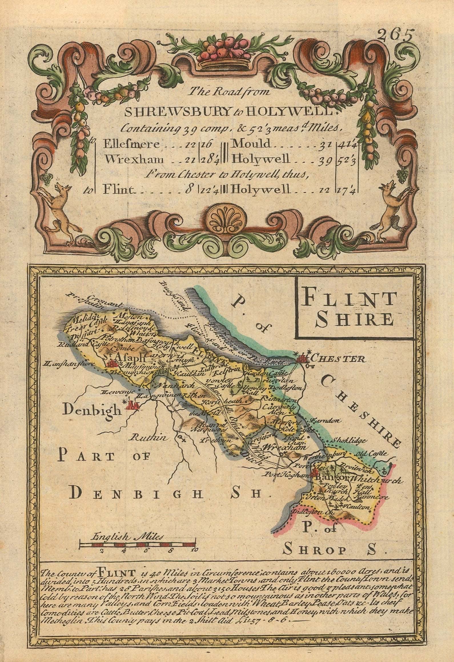 Emanuel Bowen & John Owen, Flint Shire, 1720 | The Map House