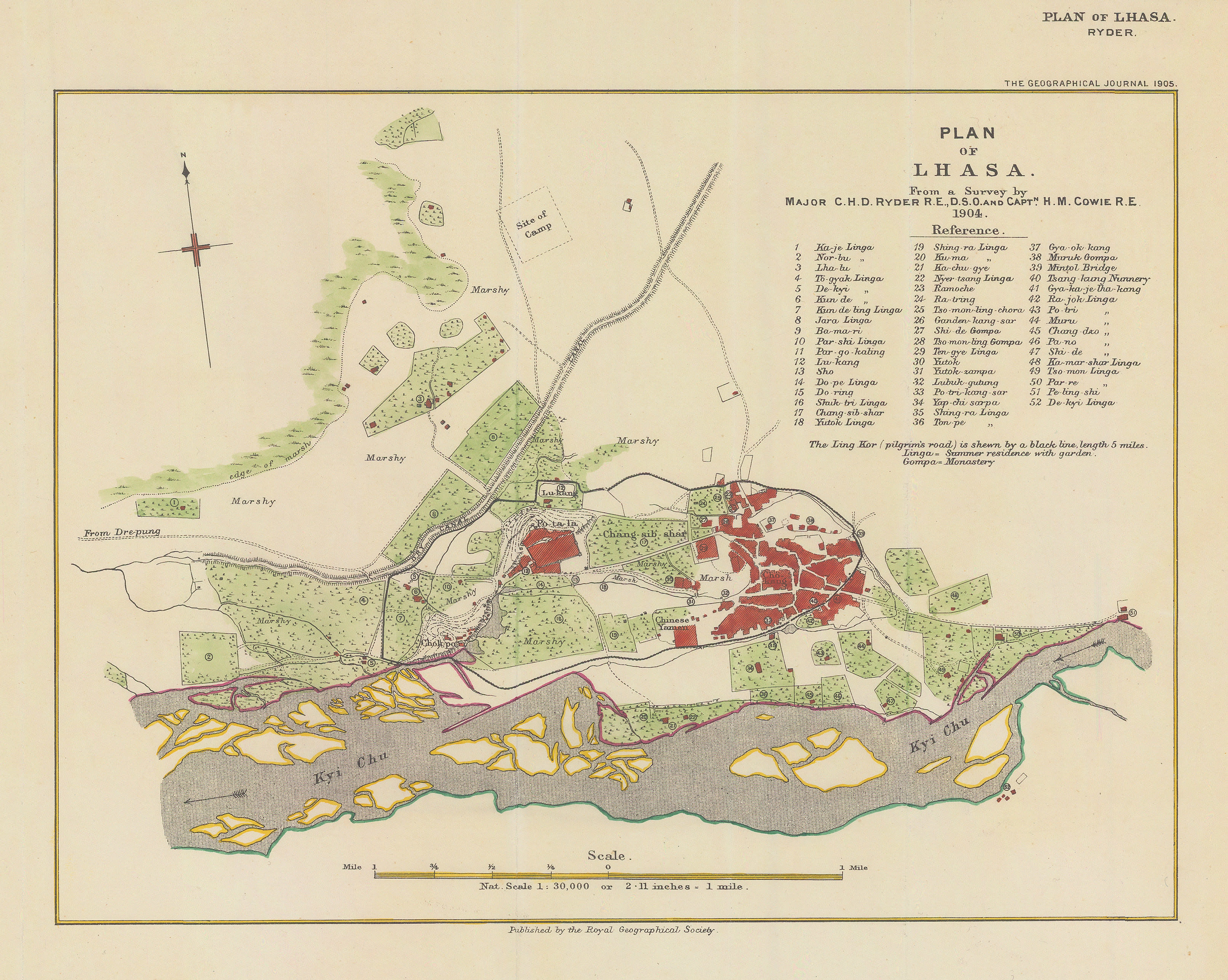 Royal Geographical Society (RGS), Plan of Lhasa, 1905 | The Map House