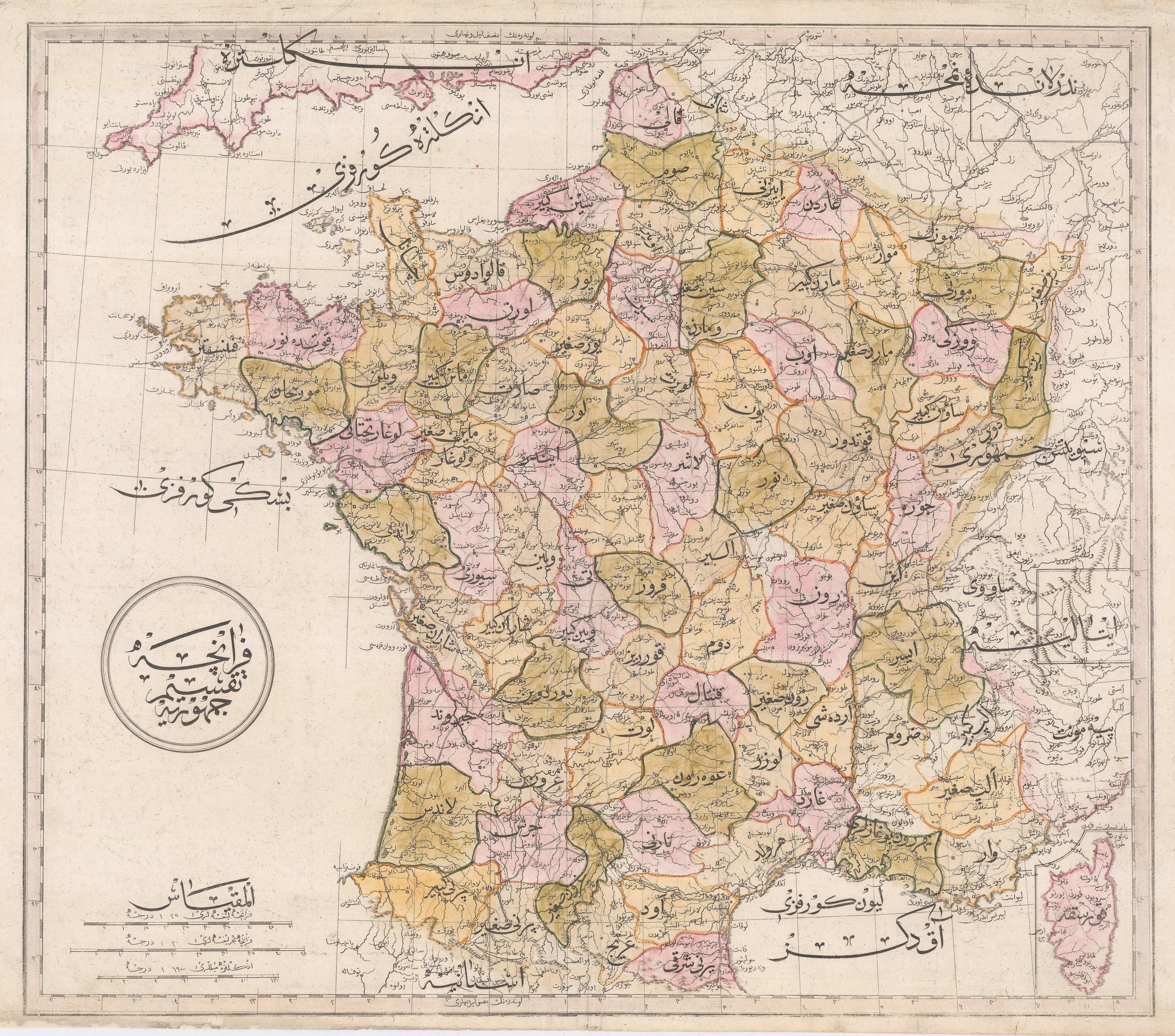 Mahmoud Raif Efendi, Rare Ottoman Map of France, 1804 | The Map House
