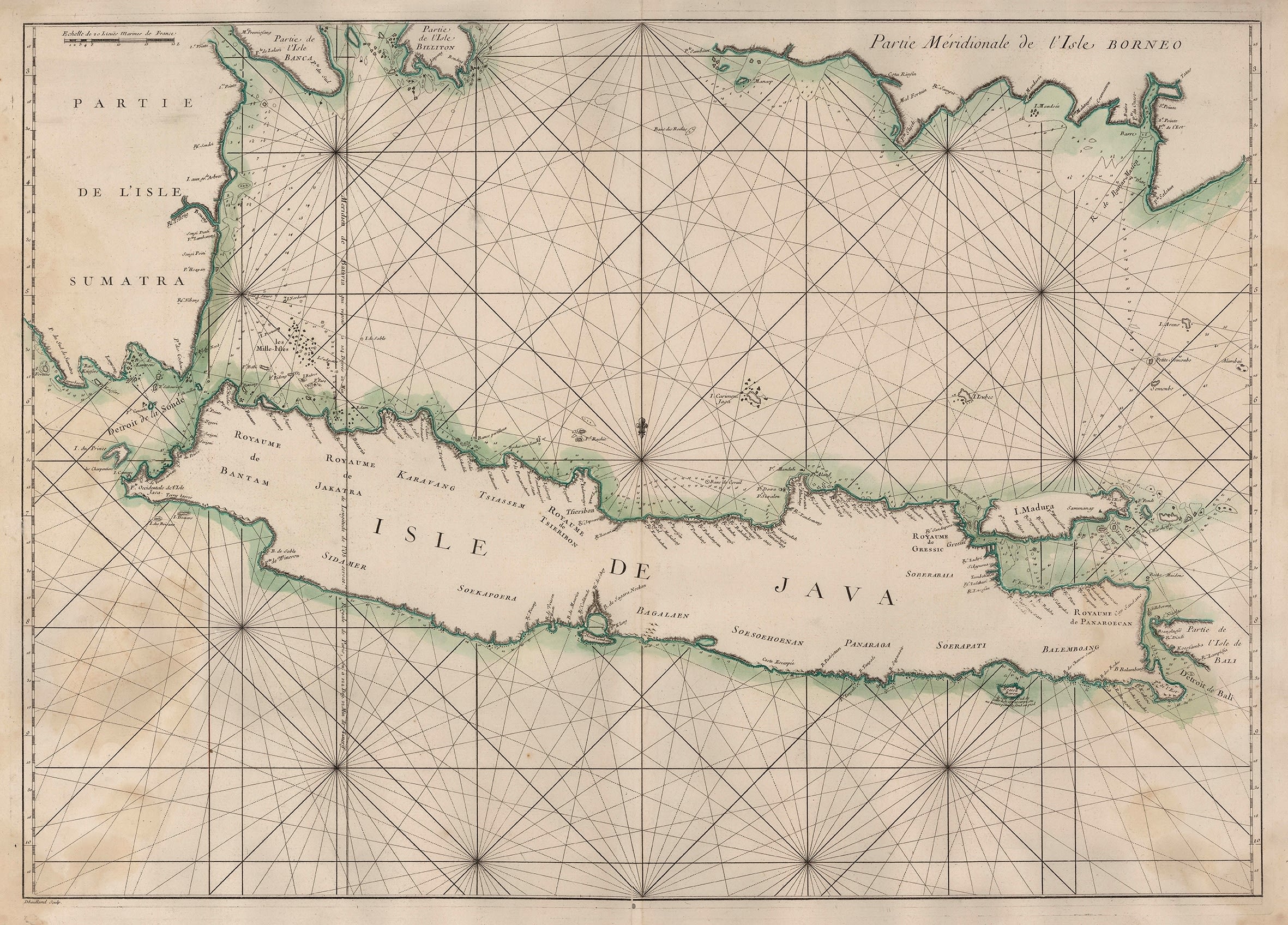 Jean-Baptiste de Mannevillette, Sea Chart of Java, Indonesia, 1780 c ...